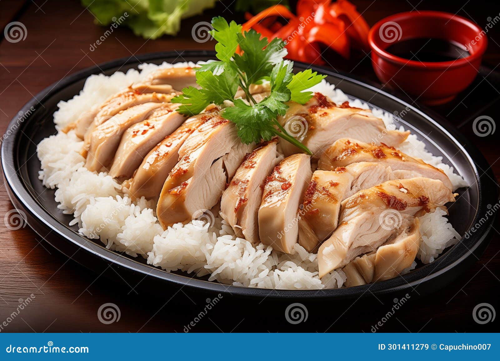 Steamed Chicken with Rice by Generative AI Stock Illustration ...