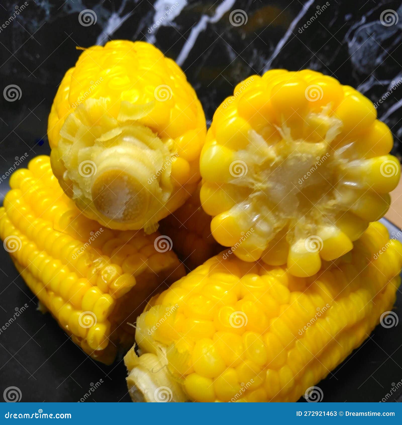 Steamed corn on the table stock image. Image of food - 272921463