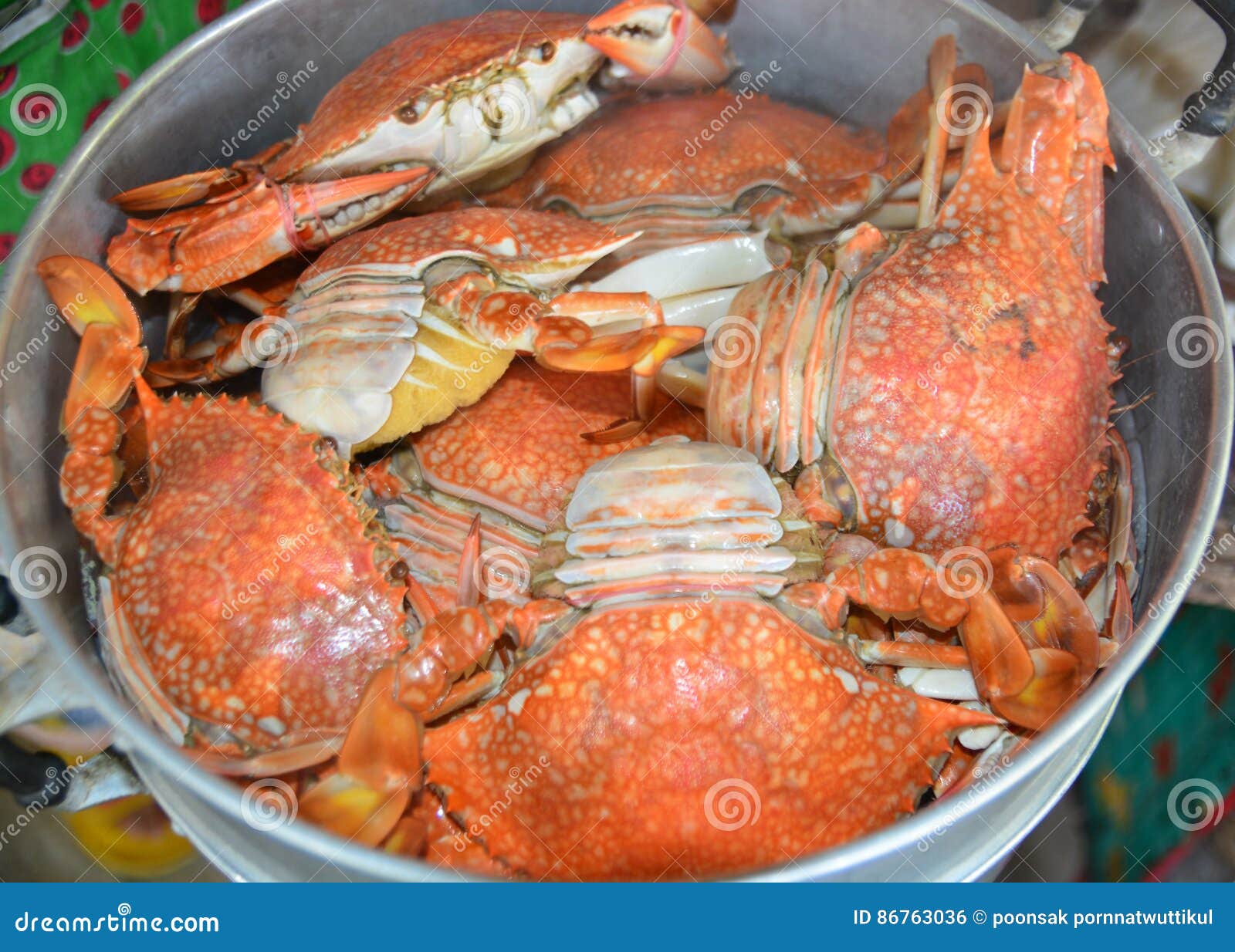 Steamed Crab in Steaming Pot Stock Photo - Image of crustacean, flesh ...