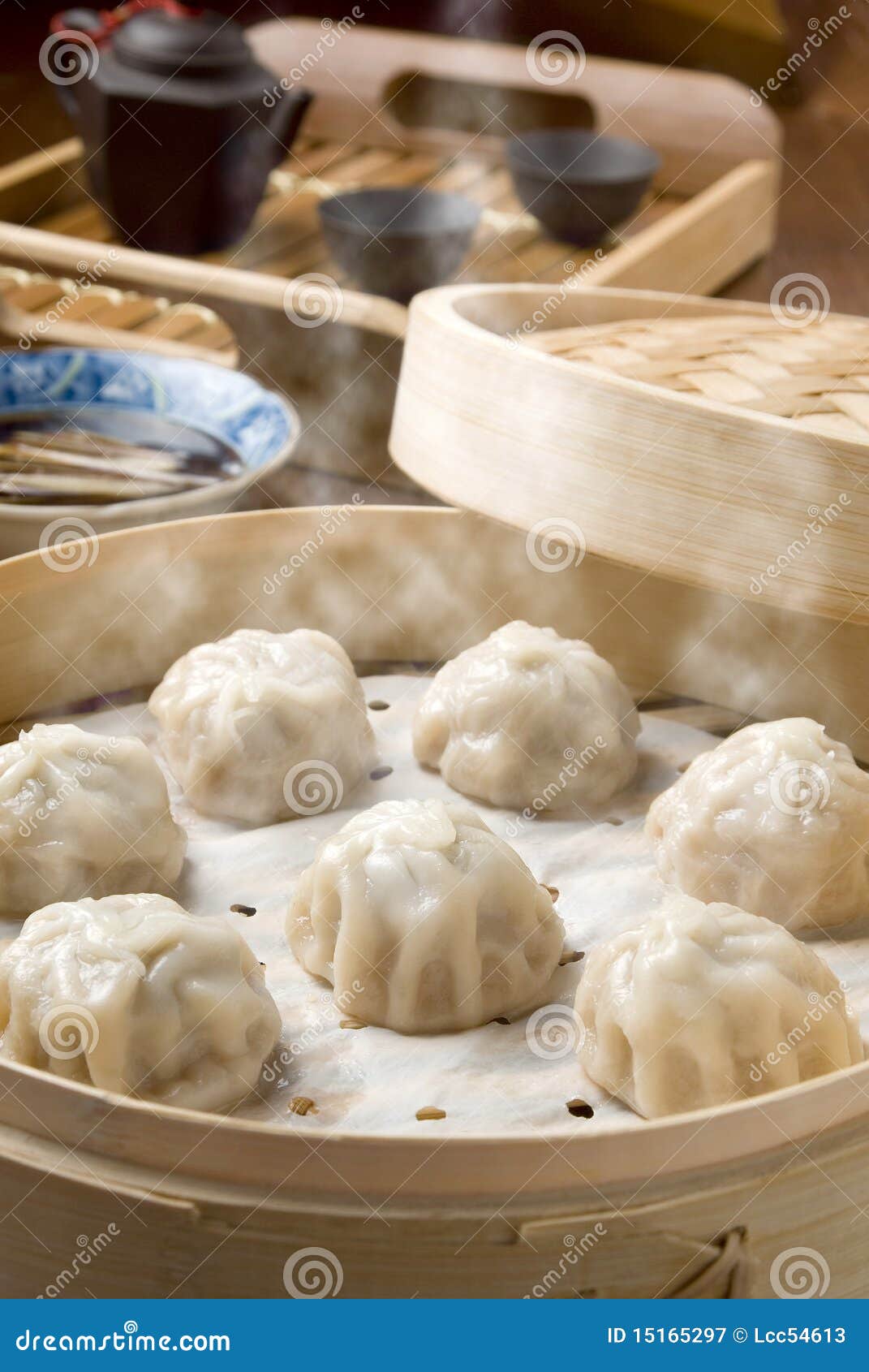 Steamed dumpling stock image. Image of asian, smoke, white - 15165297