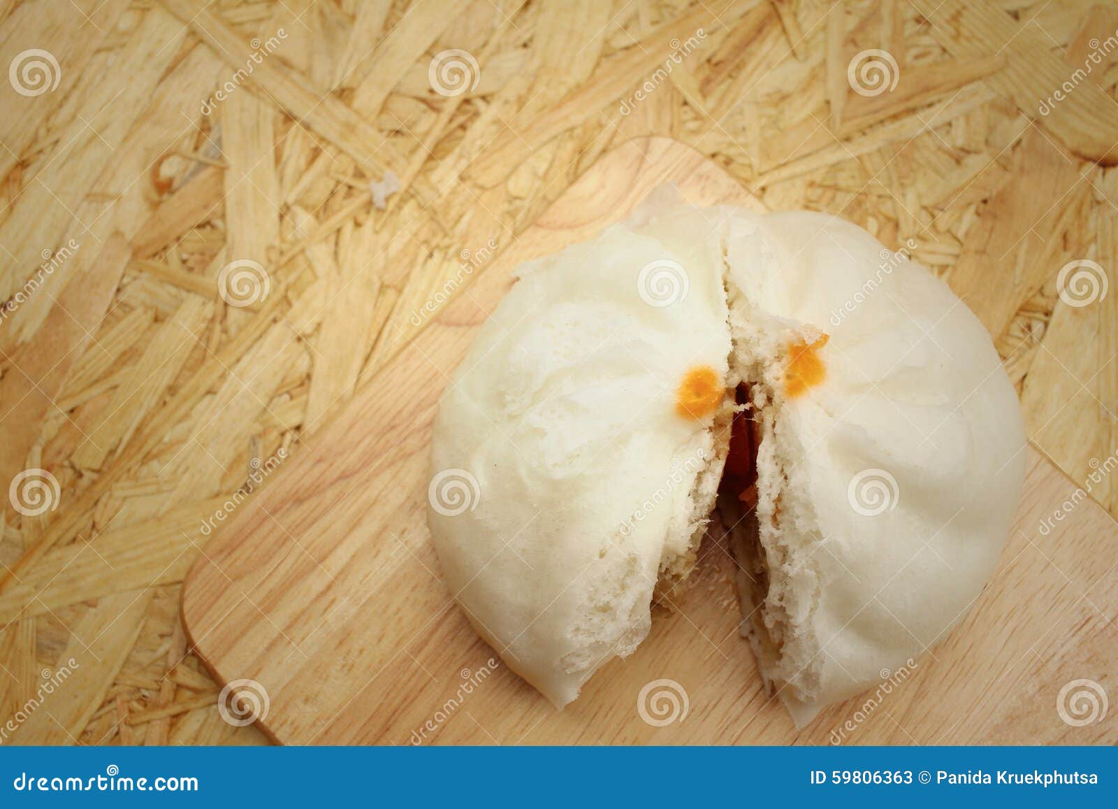 Steamed Dumpling - Chinese Bun on Brown Background. Stock Image - Image ...