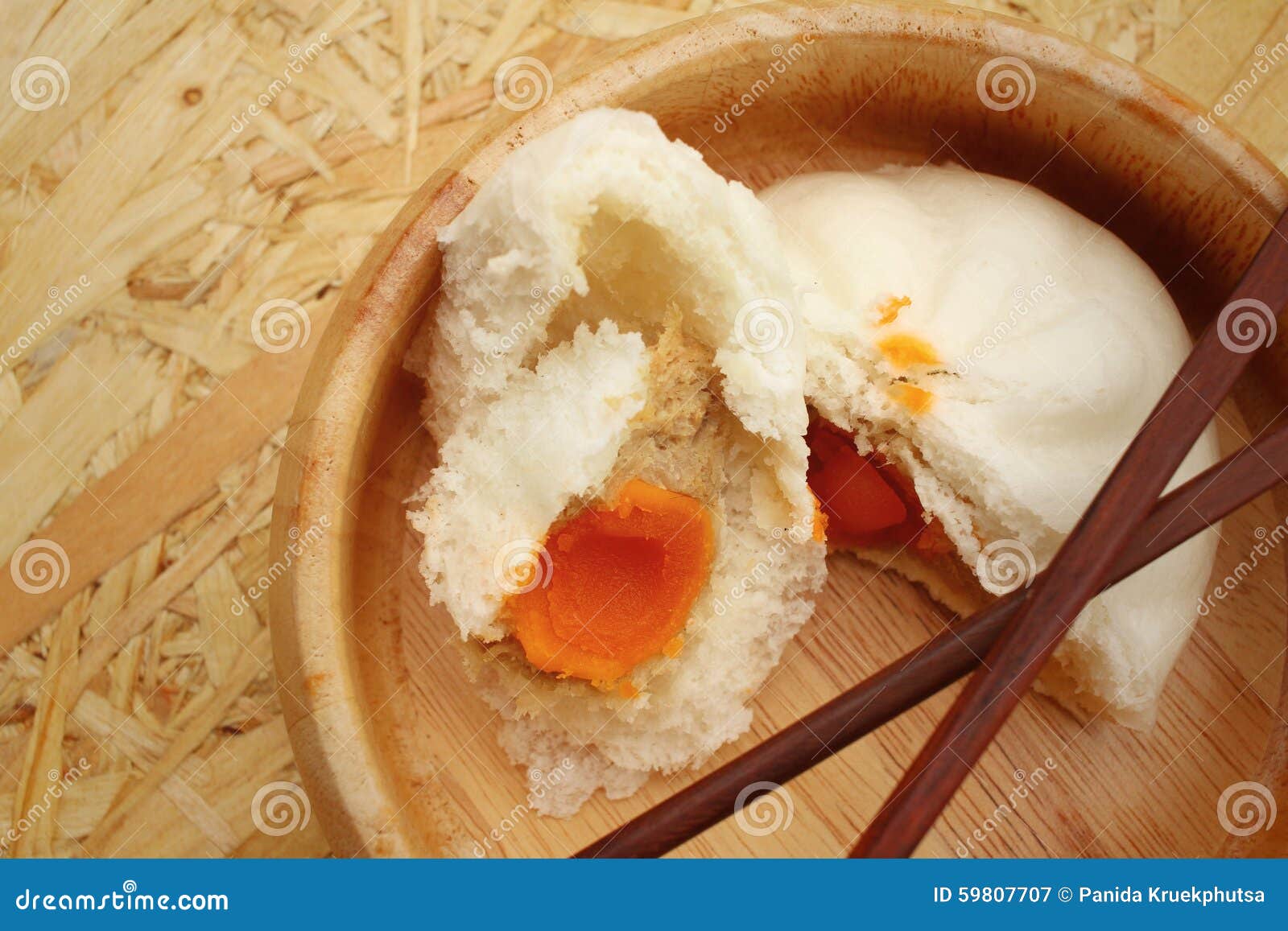 Steamed Dumpling - Chinese Bun on Brown Background. Stock Image - Image ...