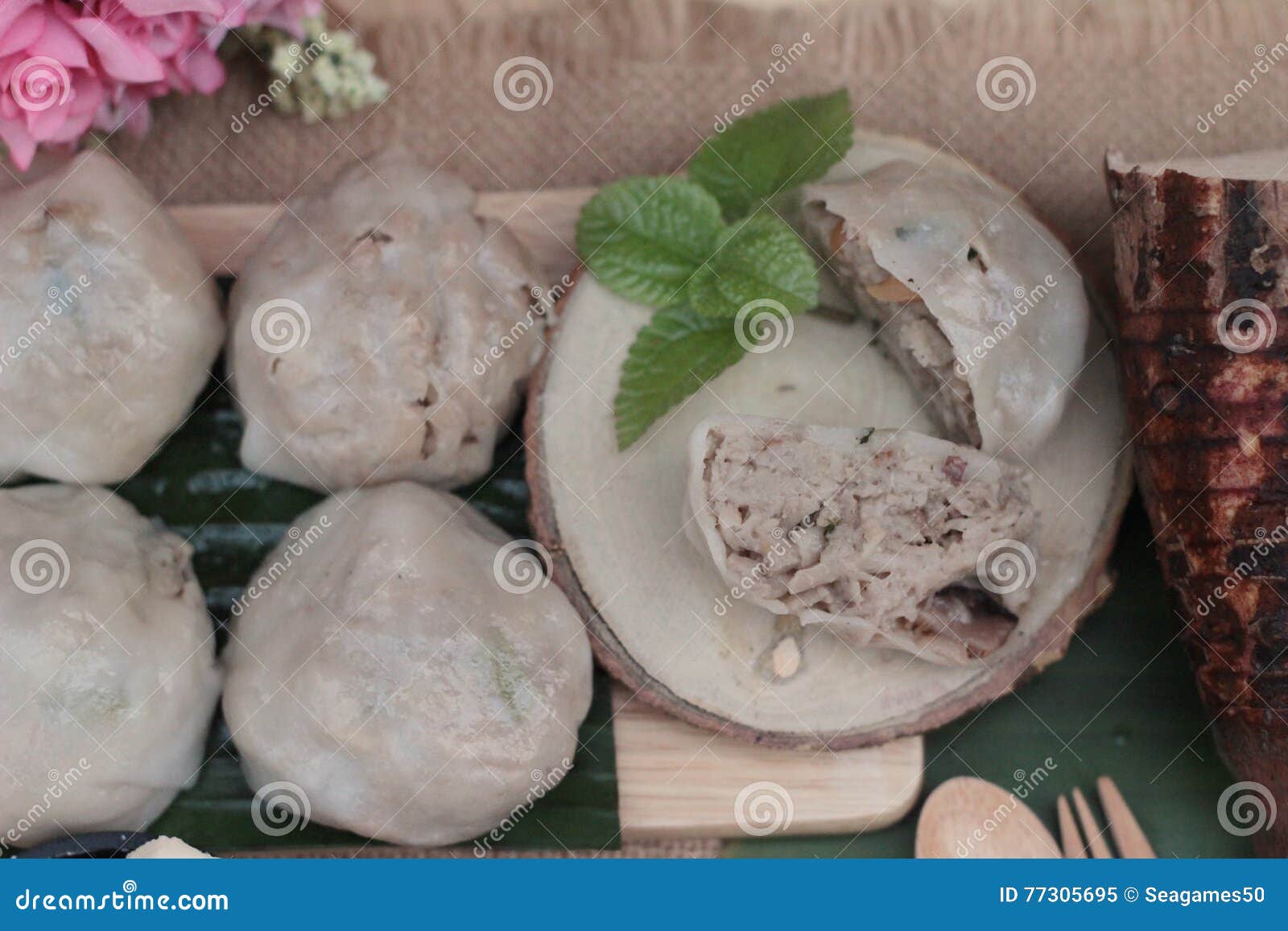 Steamed Dumpling Stuffed with Taro is Delicious. Stock Image - Image of ...