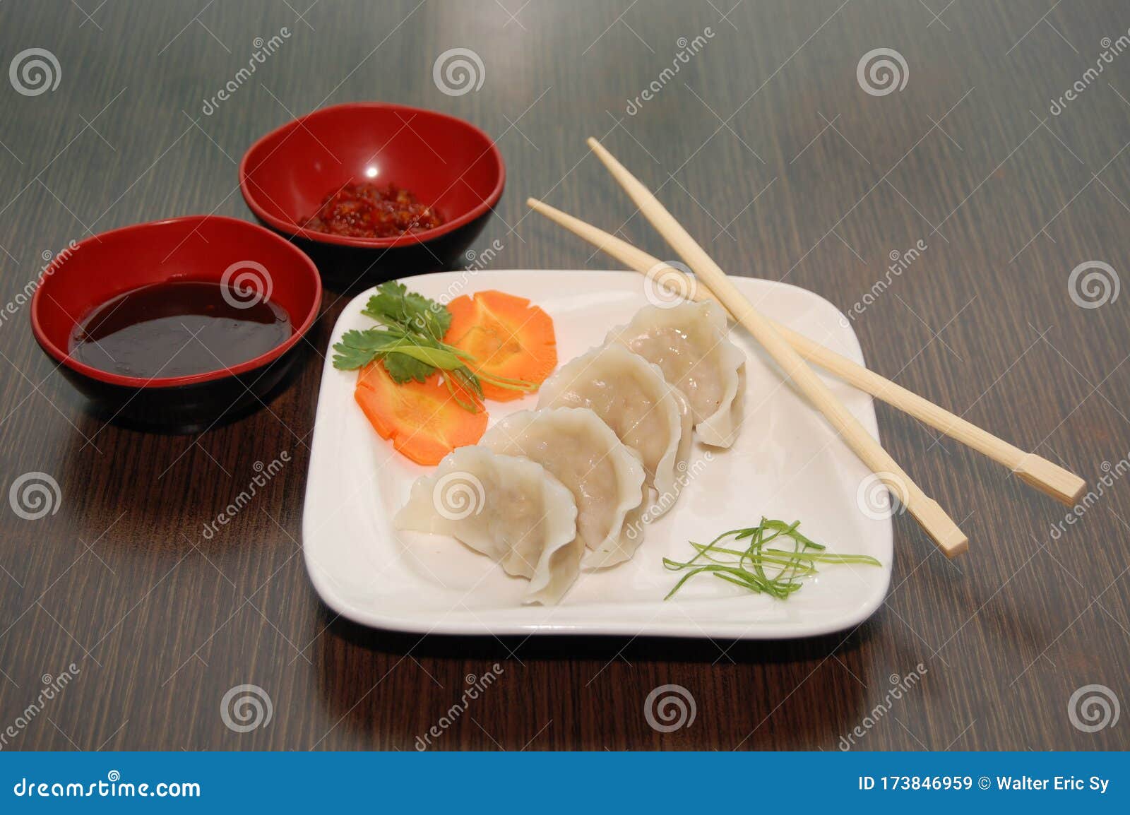 Steamed Dumplings Chinese Food on Plate Stock Image - Image of china ...