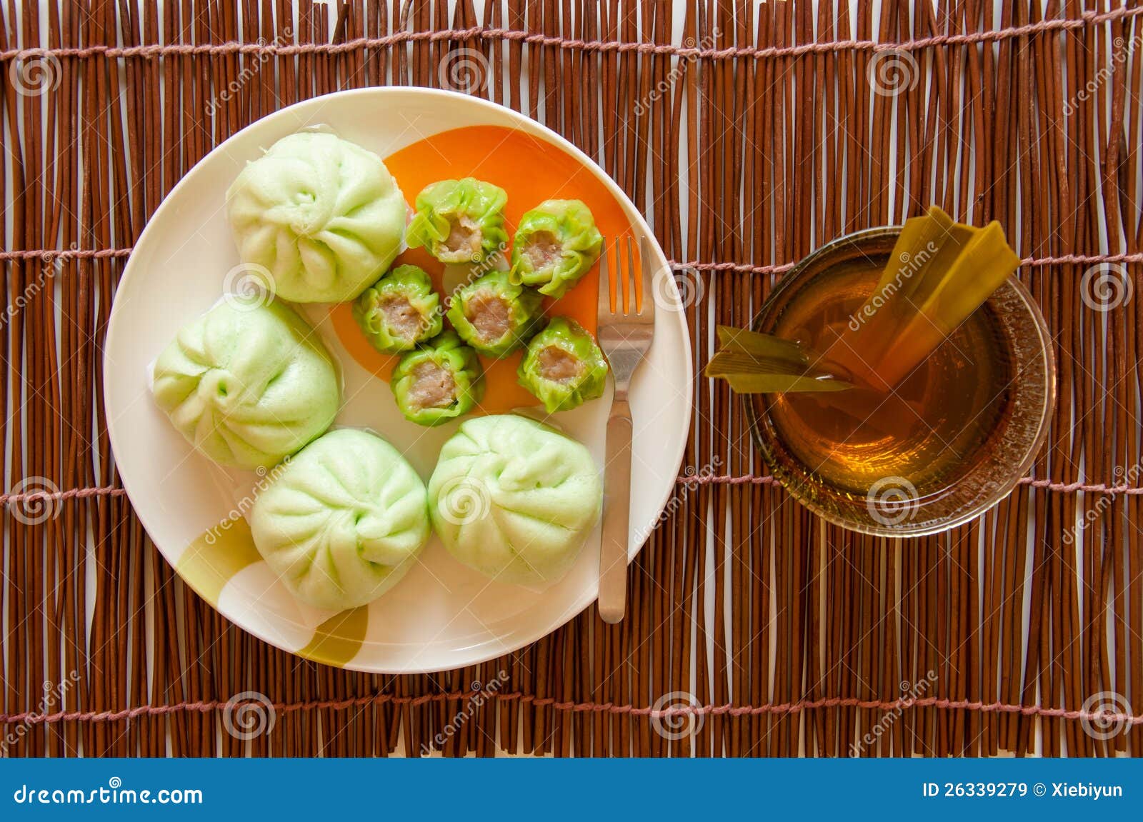 Steamed Dumplings Wih Cup of Tea Stock Image - Image of dish, food ...