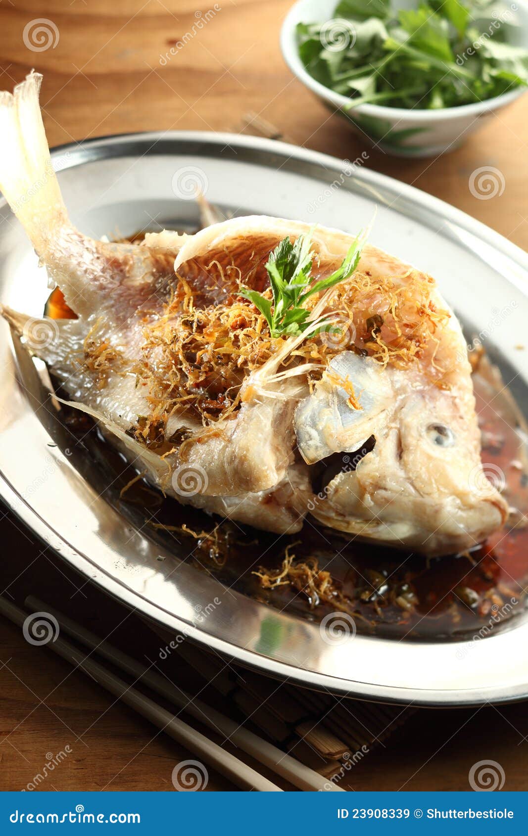 Steamed Fish Chinese Style stock image. Image of restaurant - 23908339