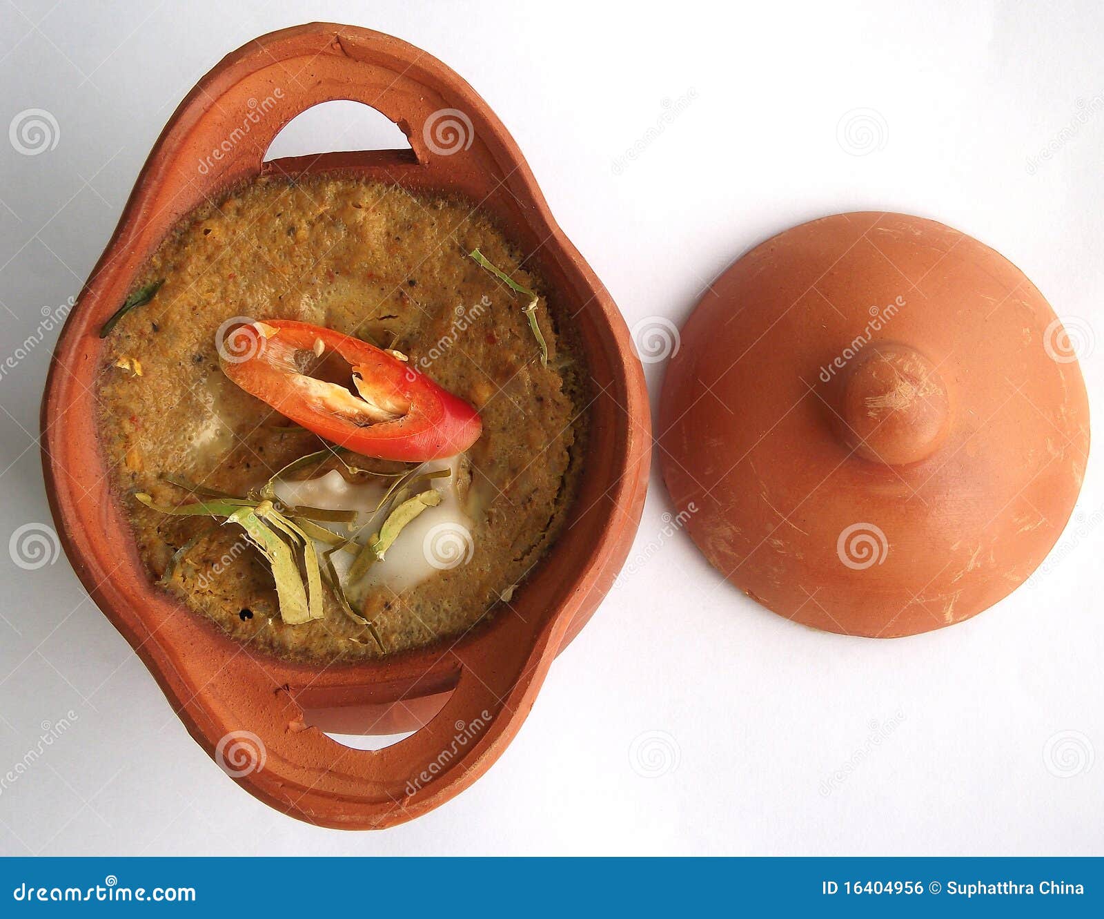 Steamed Fish with Curry Paste in Clay Pot Stock Photo - Image of ...