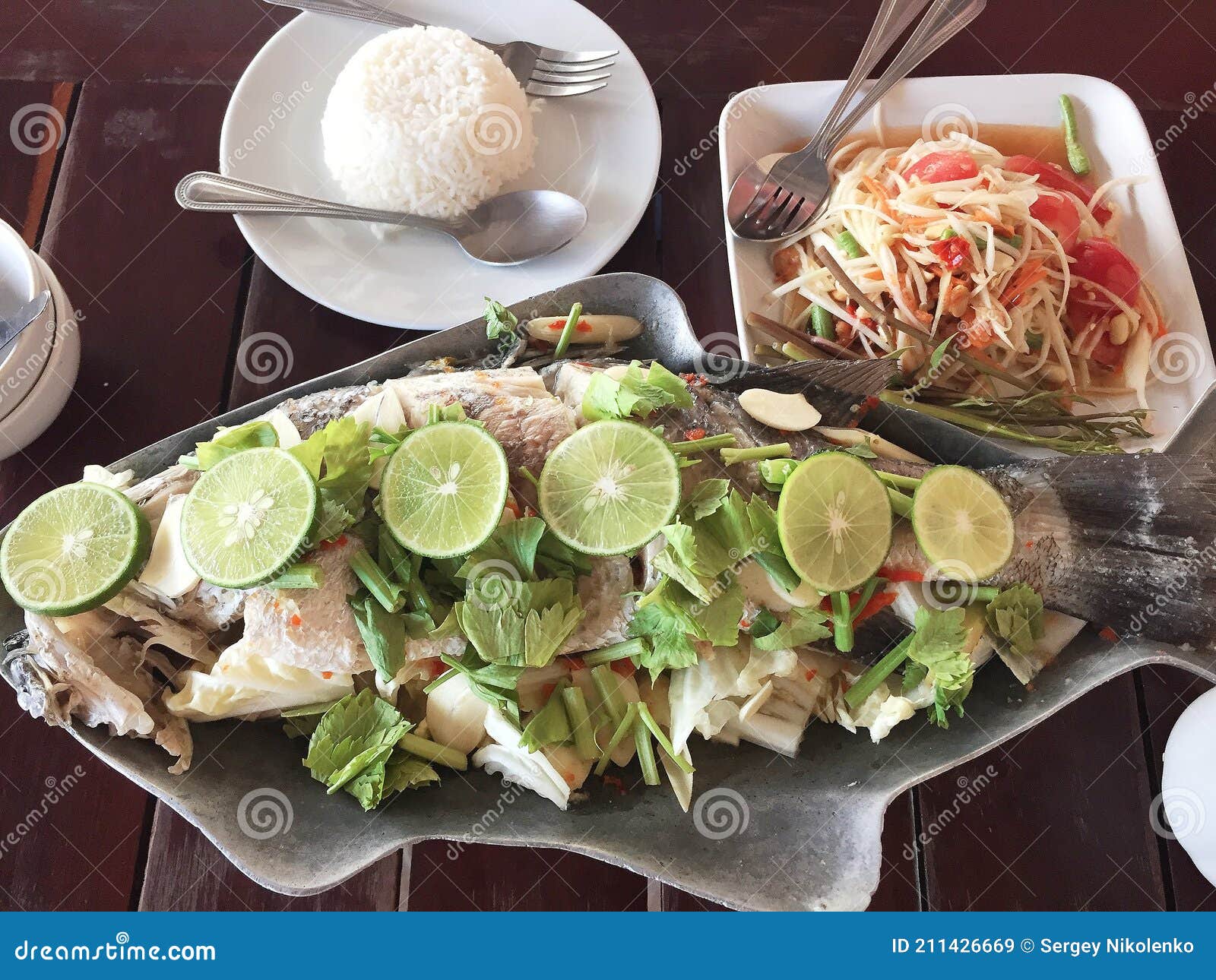 Steamed Fish with Lemon According To Thai Recipe Stock Image - Image of ...