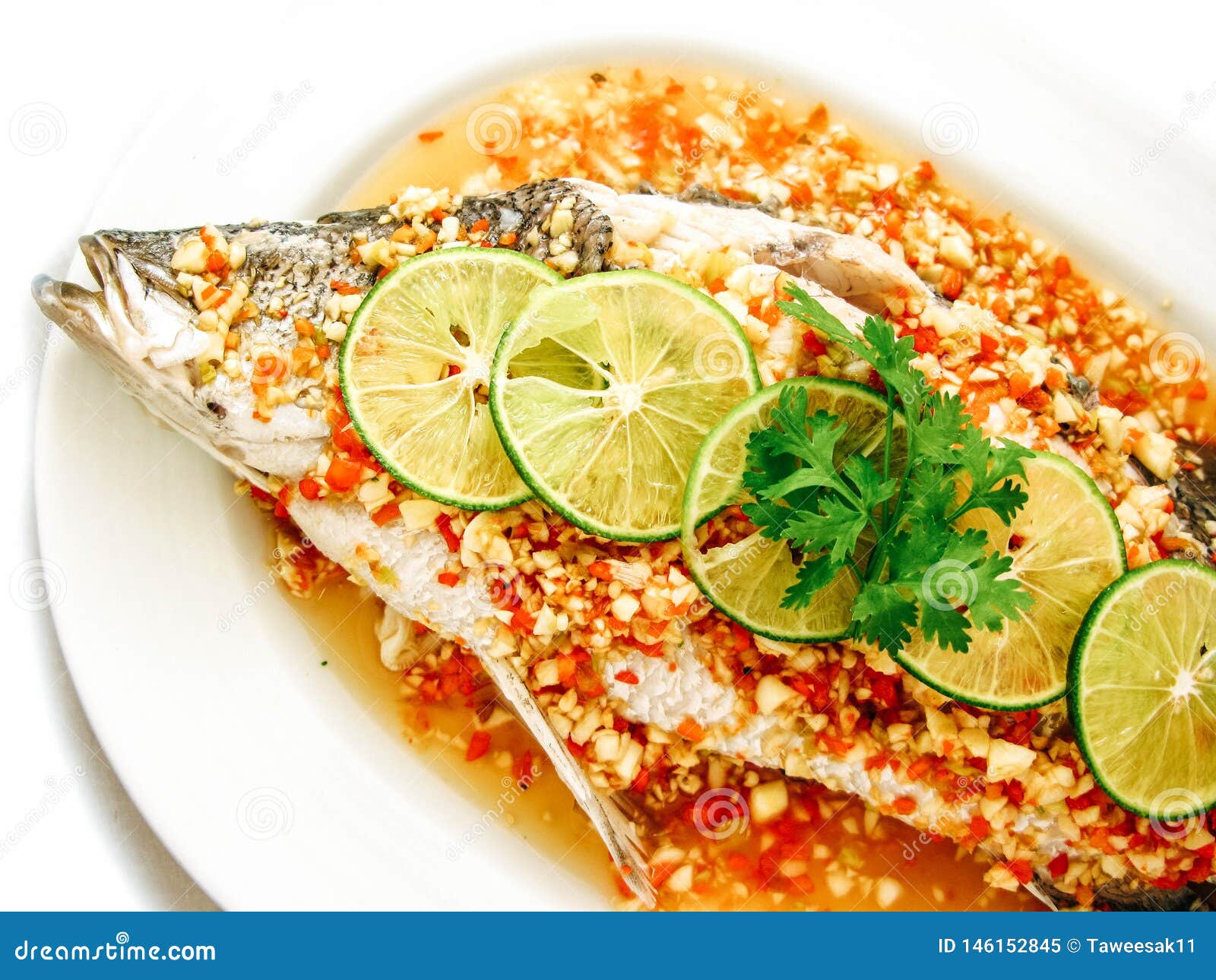 Steamed fish with lemon stock image. Image of fresh - 146152845