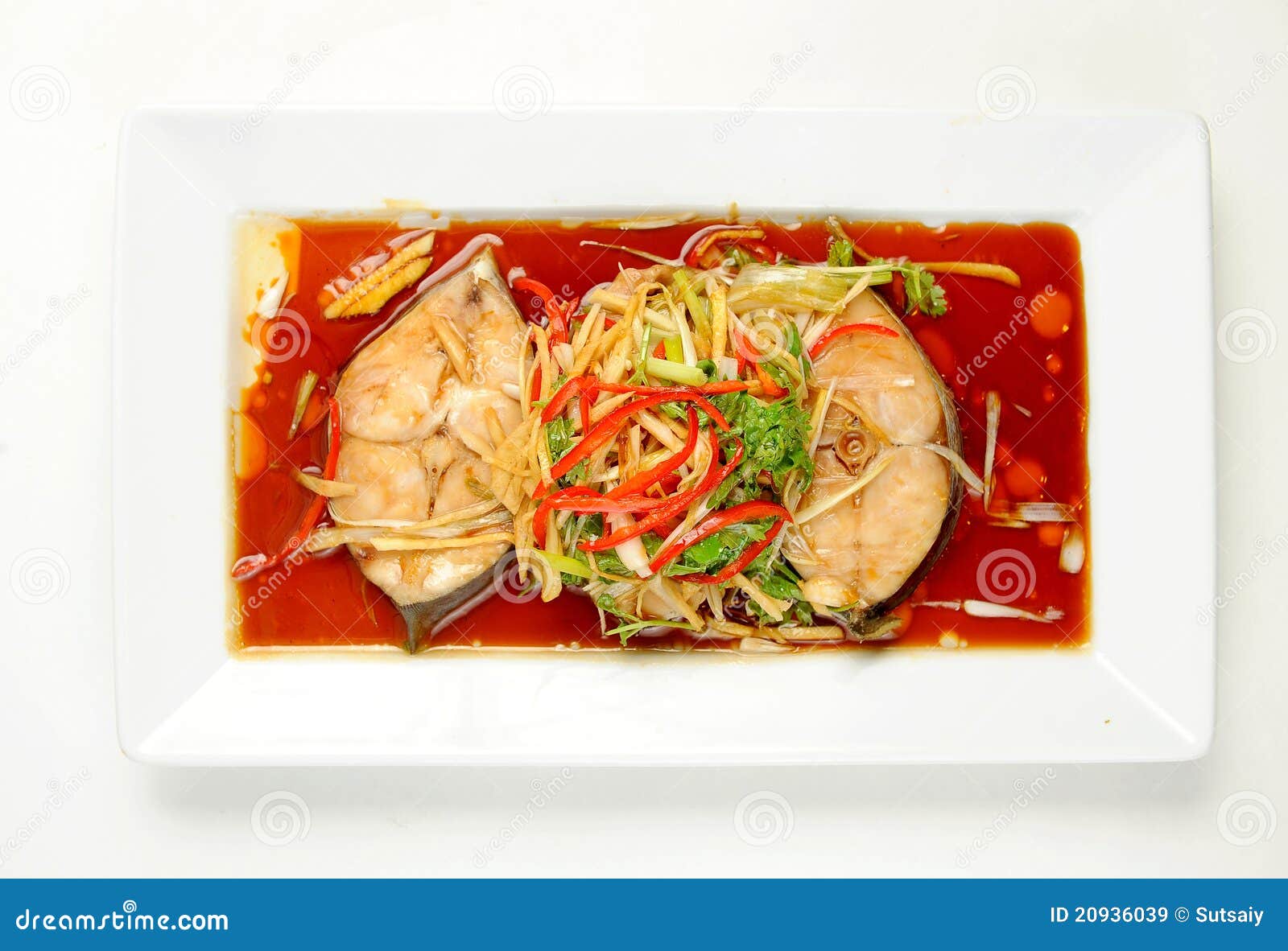 Steamed Fish with Soy Sauce Stock Image - Image of dish, grouper: 20936039