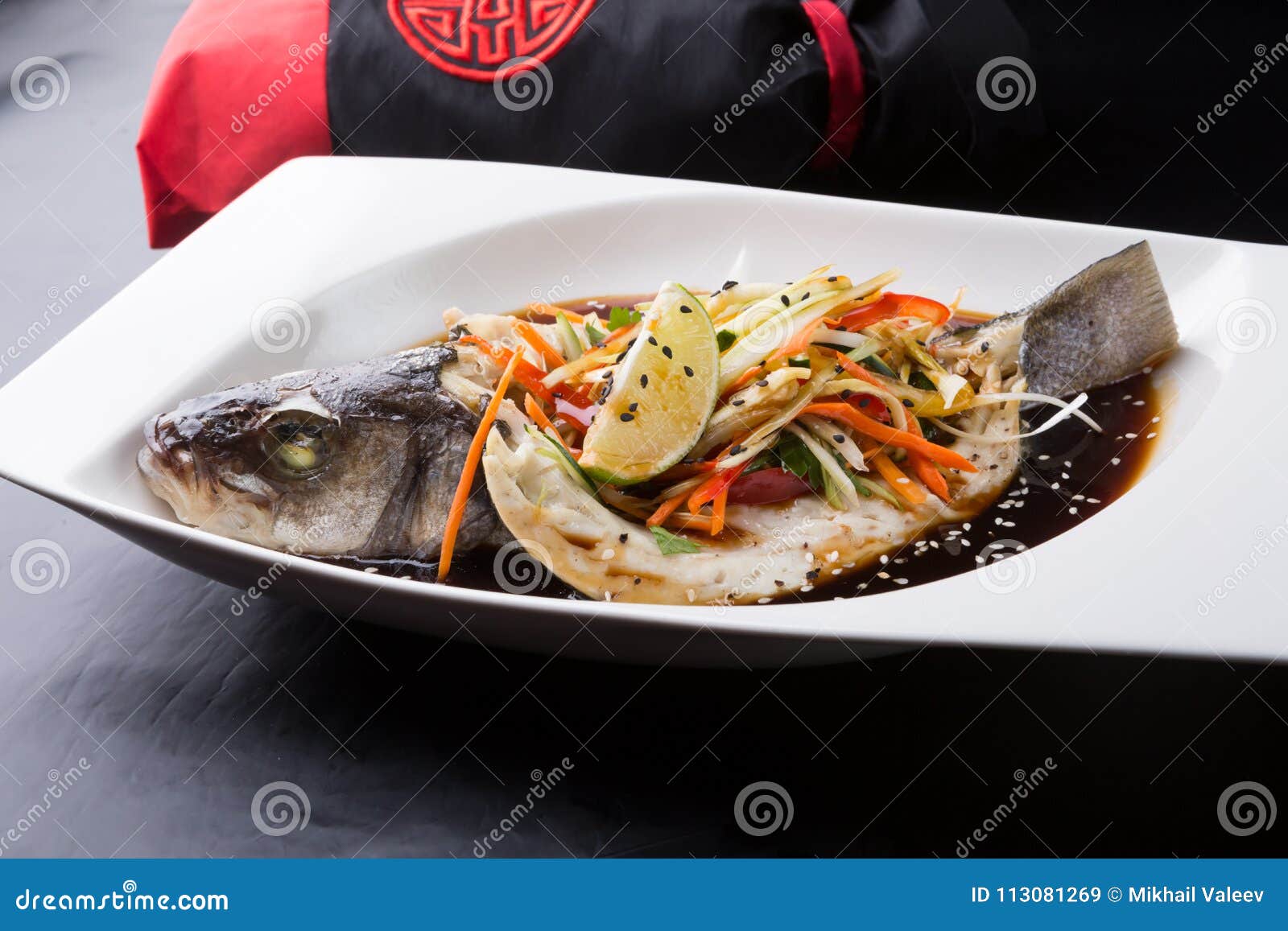 Steamed Fish with Soy Sauce Stock Image - Image of spicy, lunch: 113081269