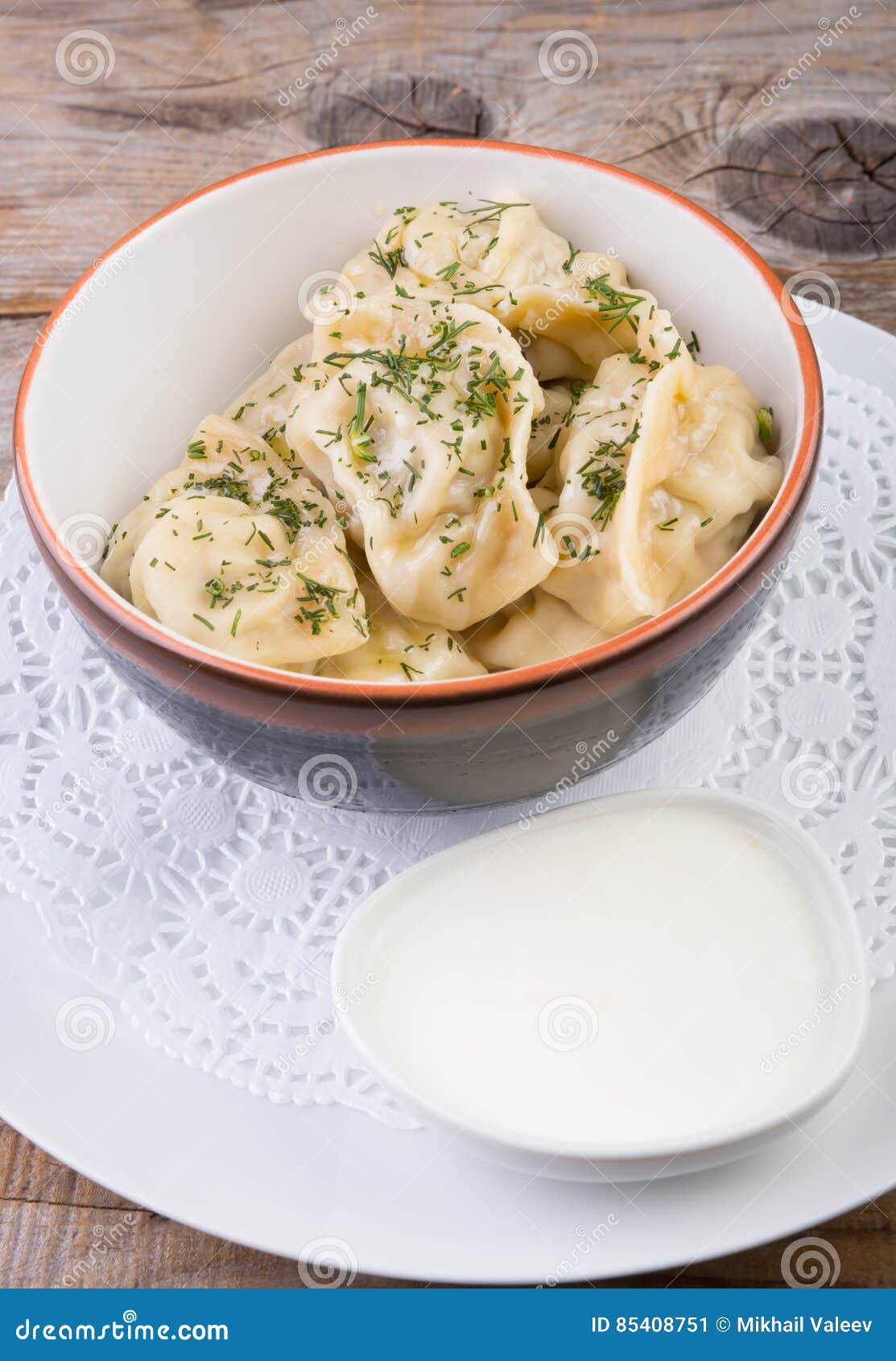 Steamed gyoza in a bowl stock image. Image of dish, fried - 85408751