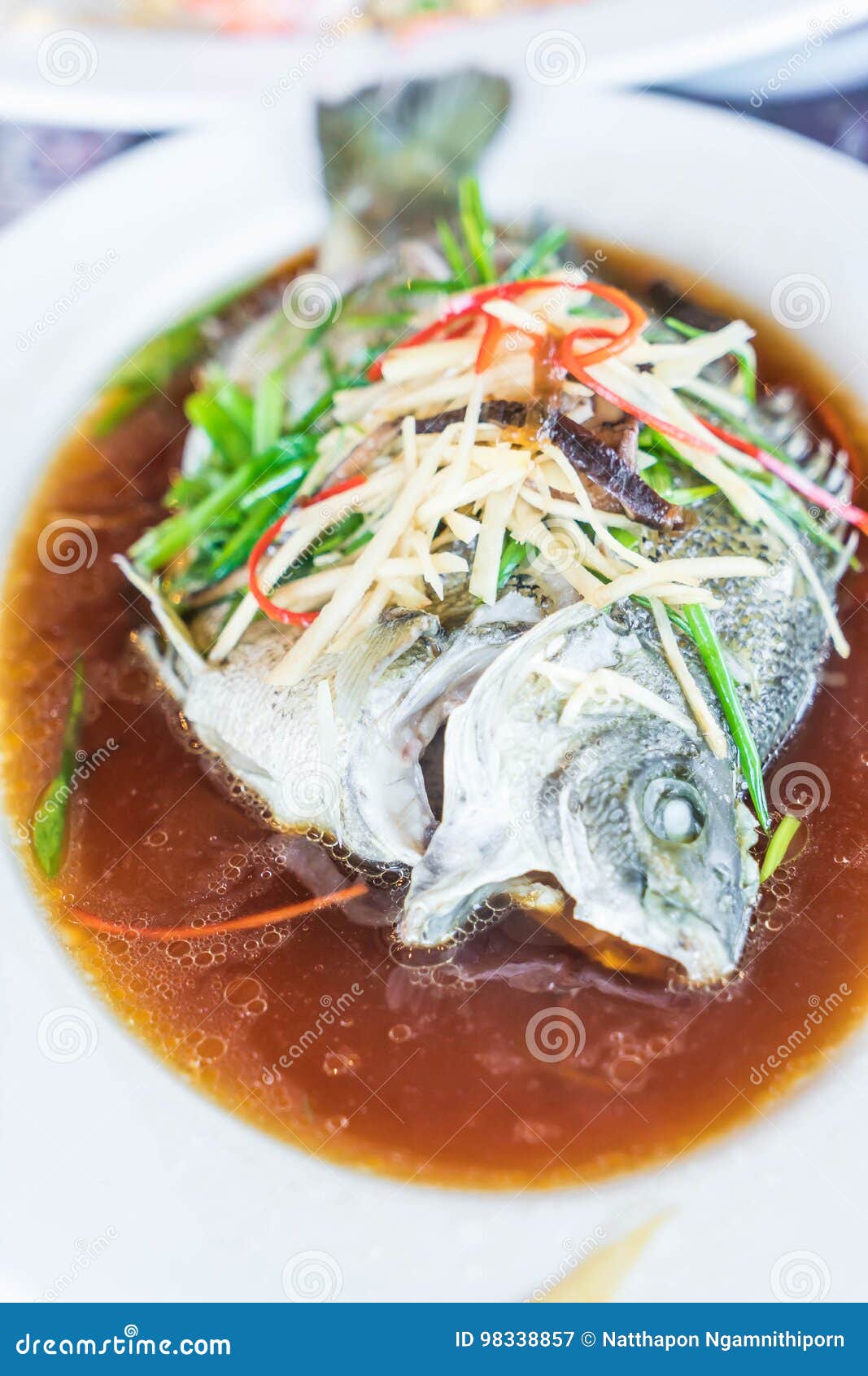 Steamed Jade Perch with Soy Sauce Stock Image - Image of perch, jade ...