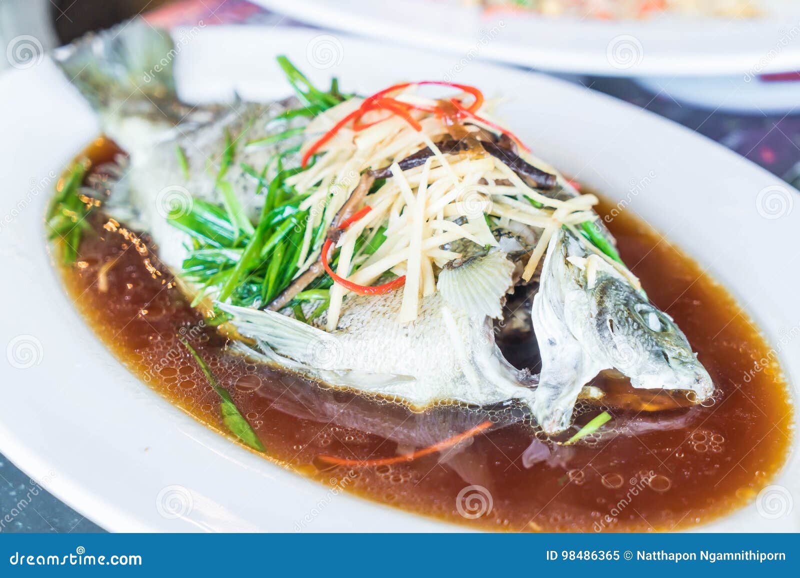 Steamed Jade Perch with Soy Sauce Stock Image - Image of sauce, fish ...