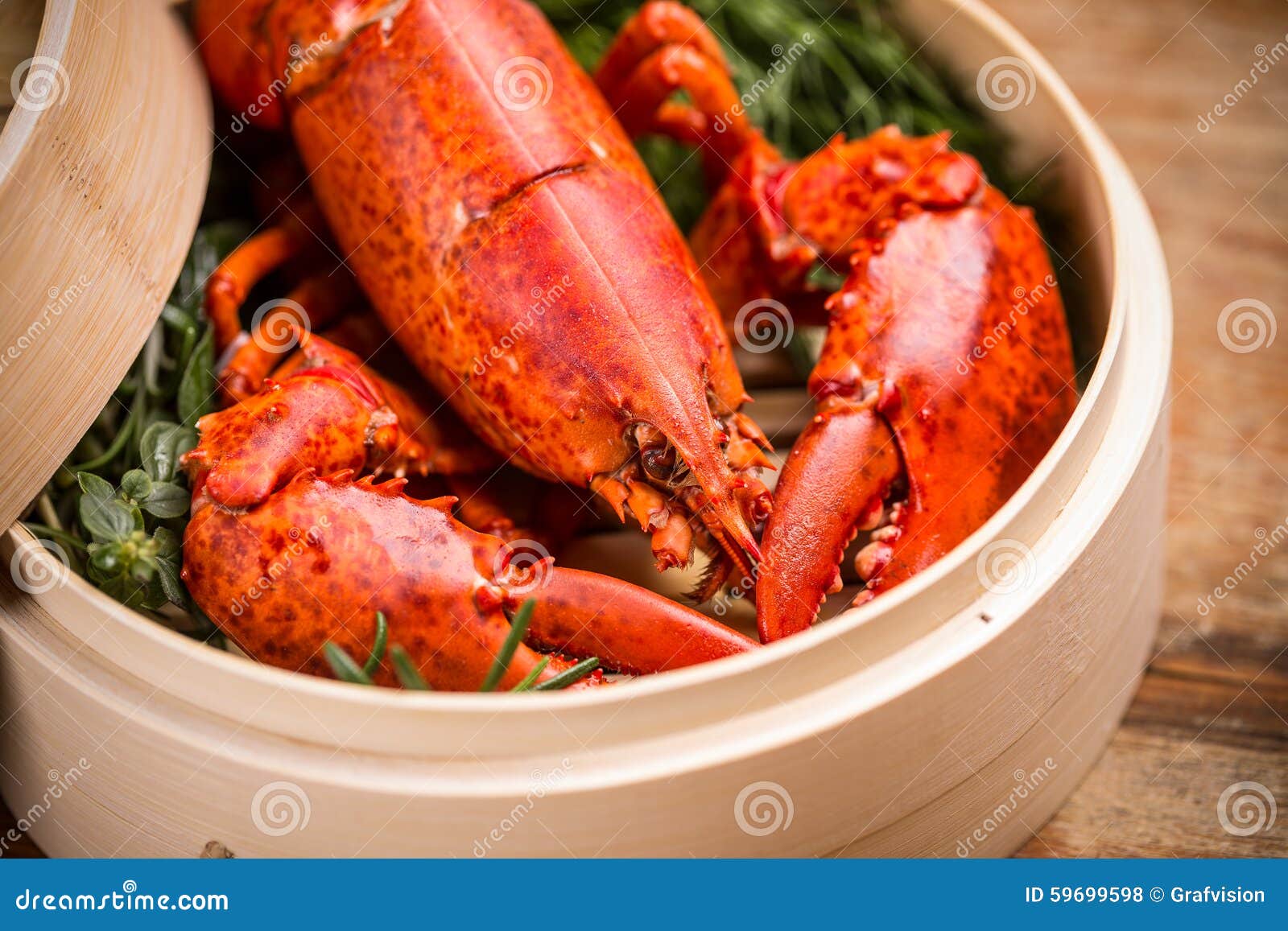 Steamed lobster stock photo. Image of bamboo, lobster - 59699598
