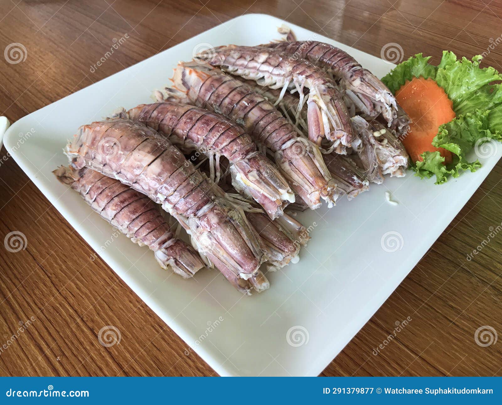 Steamed Mantis Shrimp On Plate Dipping Thai Spicy Seafood Sauce Royalty ...