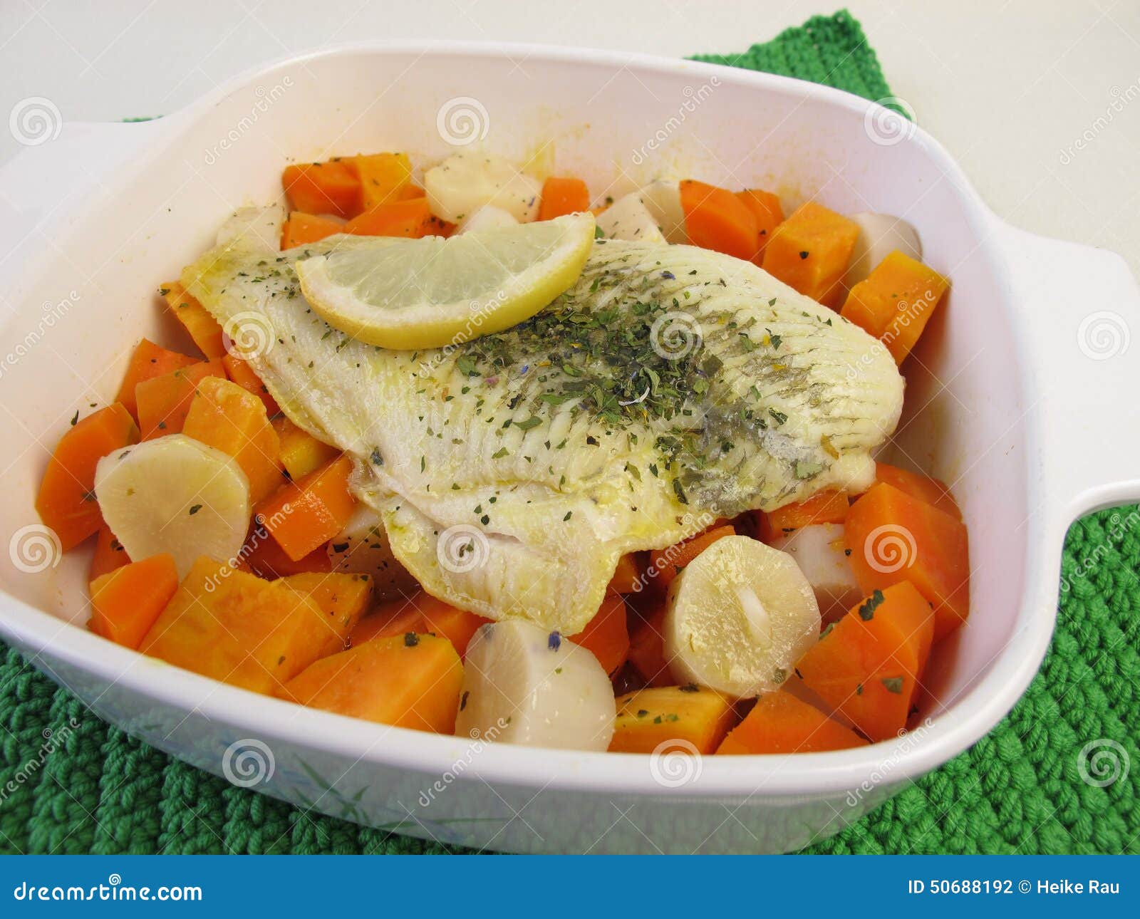 Steamed Plaice on Vegetables in Cooking Pot Stock Photo - Image of ...