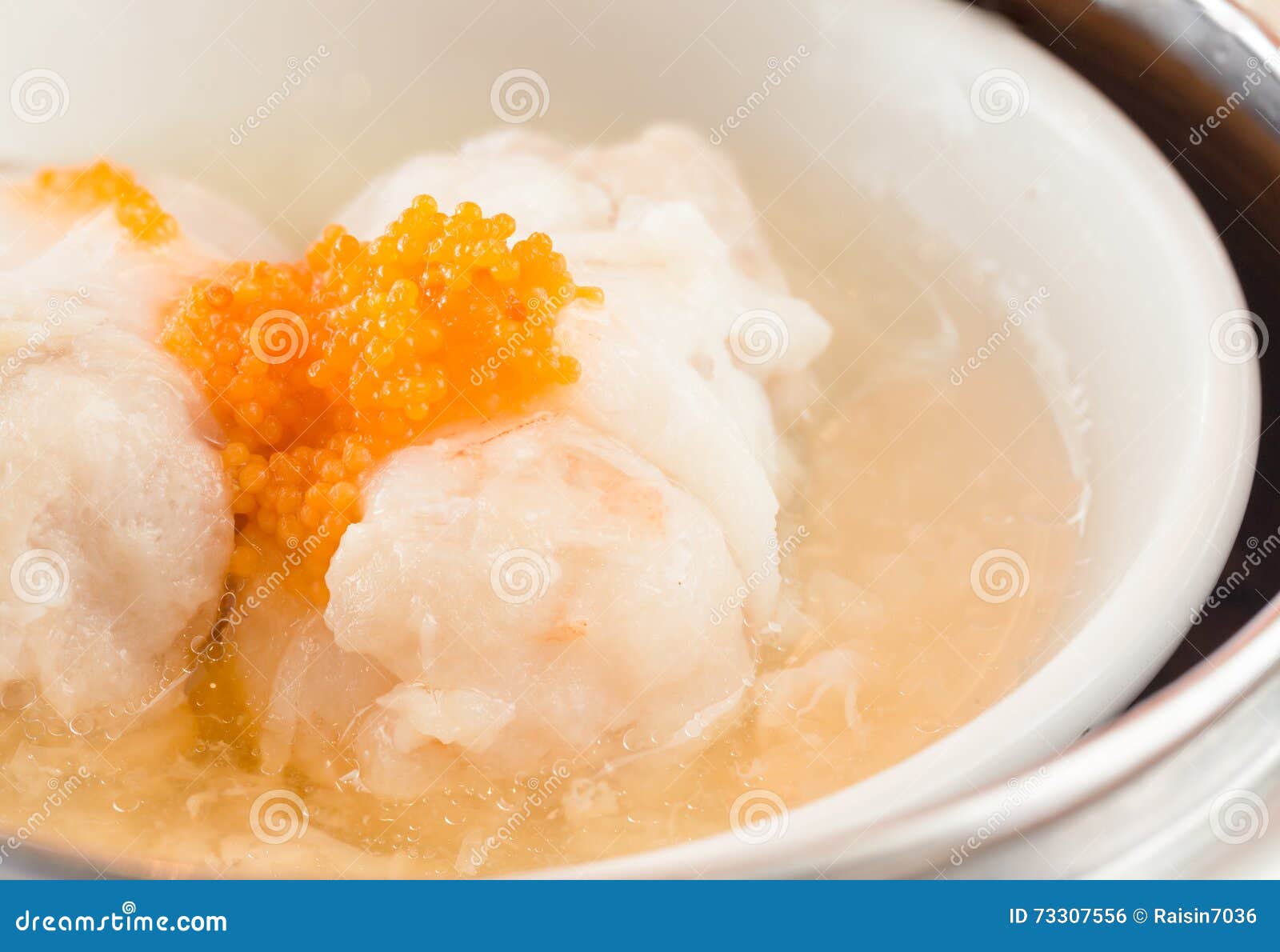 Steamed Pork and Shrimp Dumplings with Crab Roe. Stock Photo - Image of ...