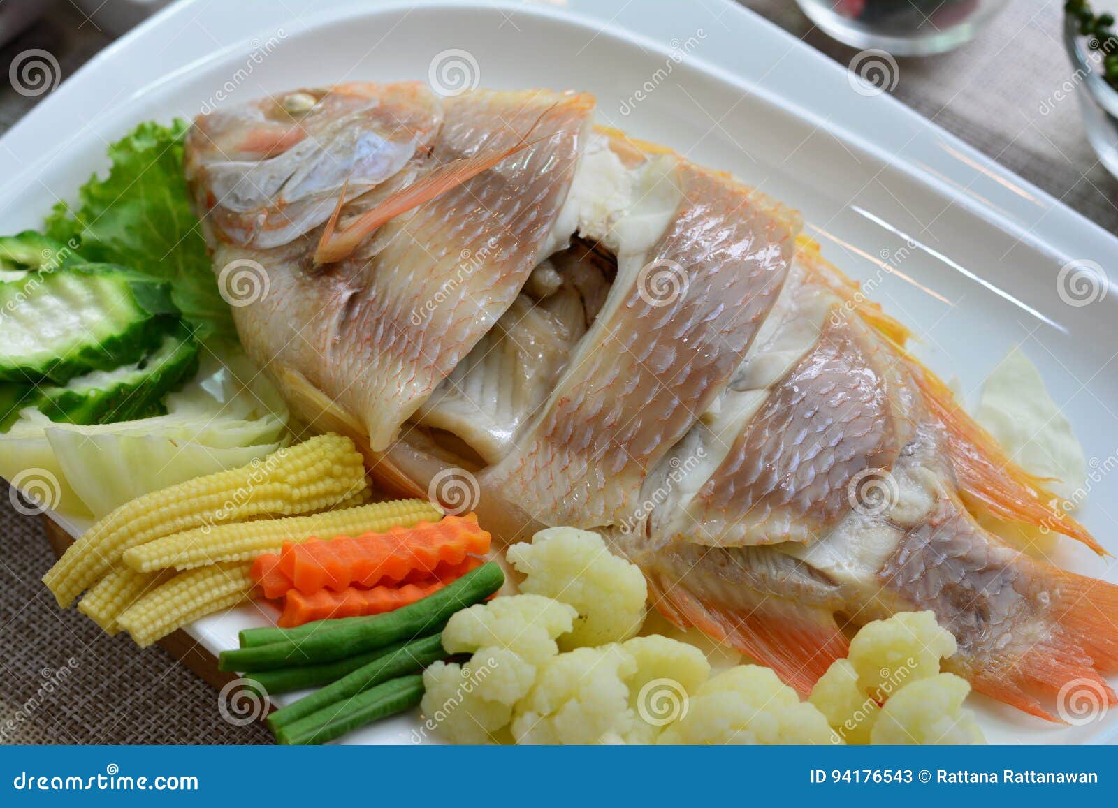 Steamed red tilapia fish stock image. Image of meal, style - 94176543