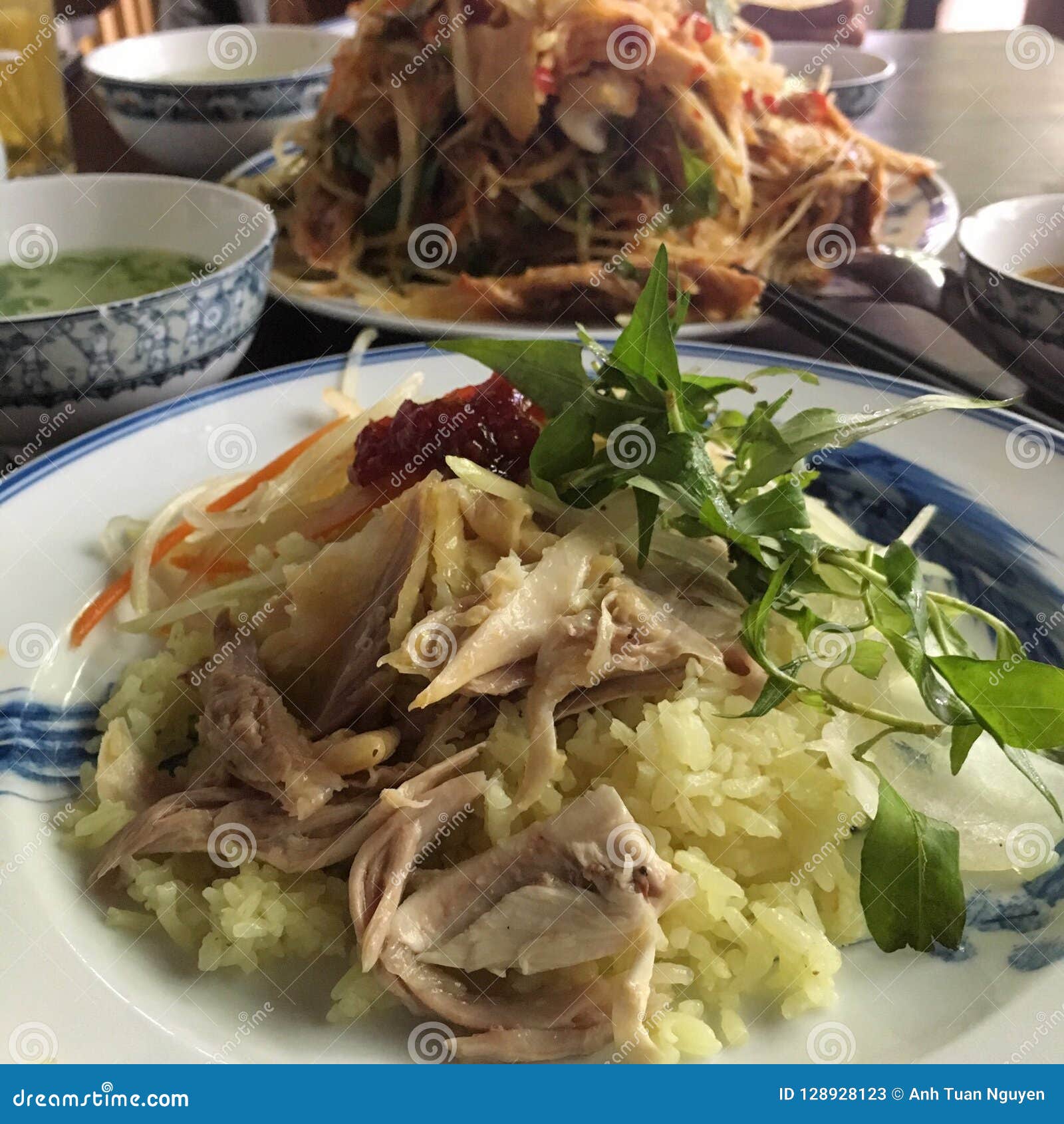 Steamed Rice with Chicken in Hoi an Style Stock Image - Image of rice ...