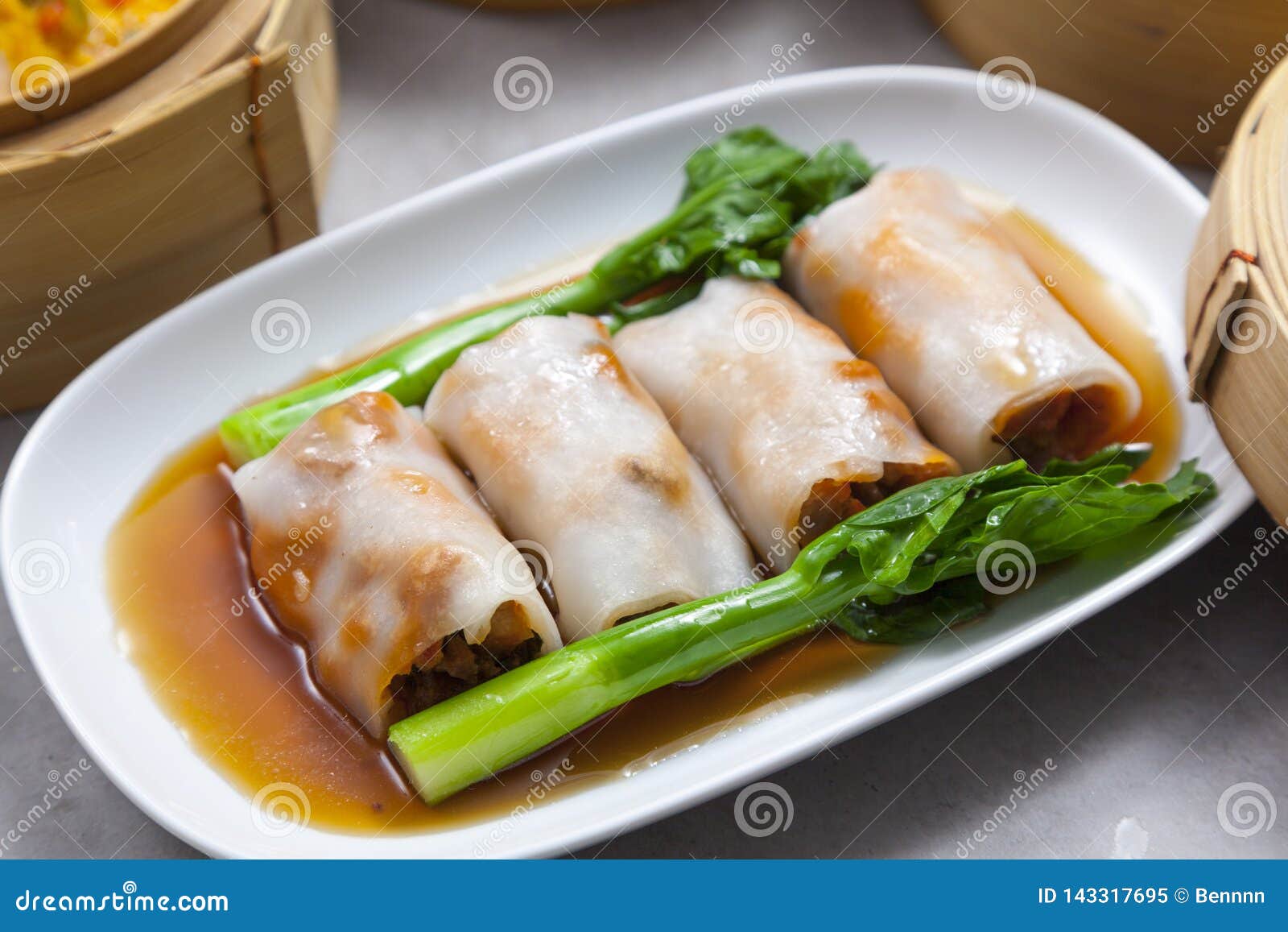 Steamed Rice Noodle Rolls stock image. Image of meal - 143317695