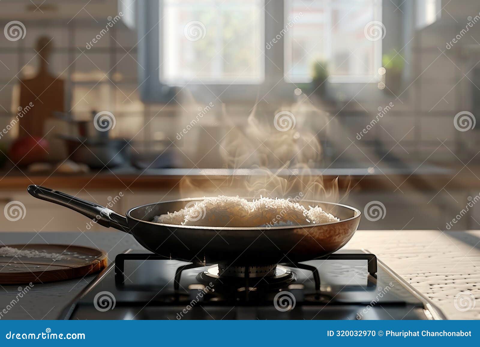 Steamed Rice in a Pan with Steam Floating Around with Generative AI ...