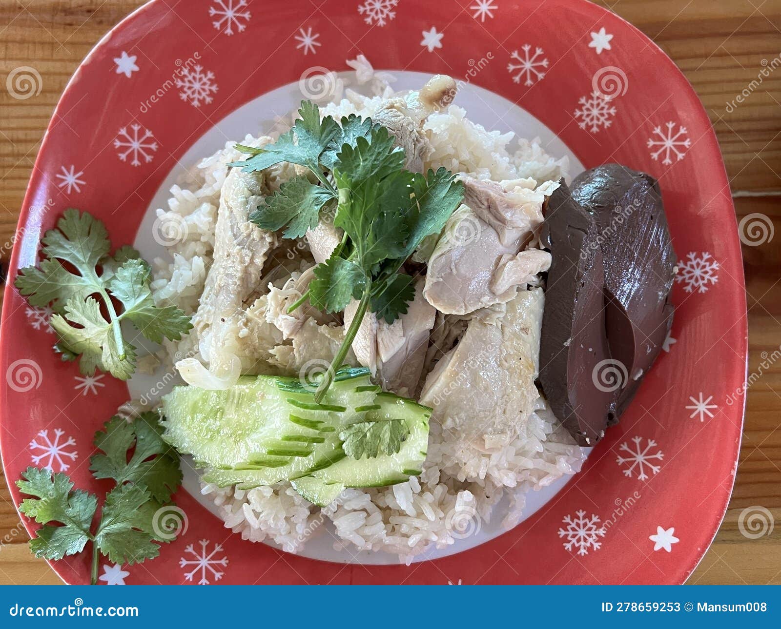 Steamed Rice Topped with Chicken Stock Image - Image of lunch, table ...