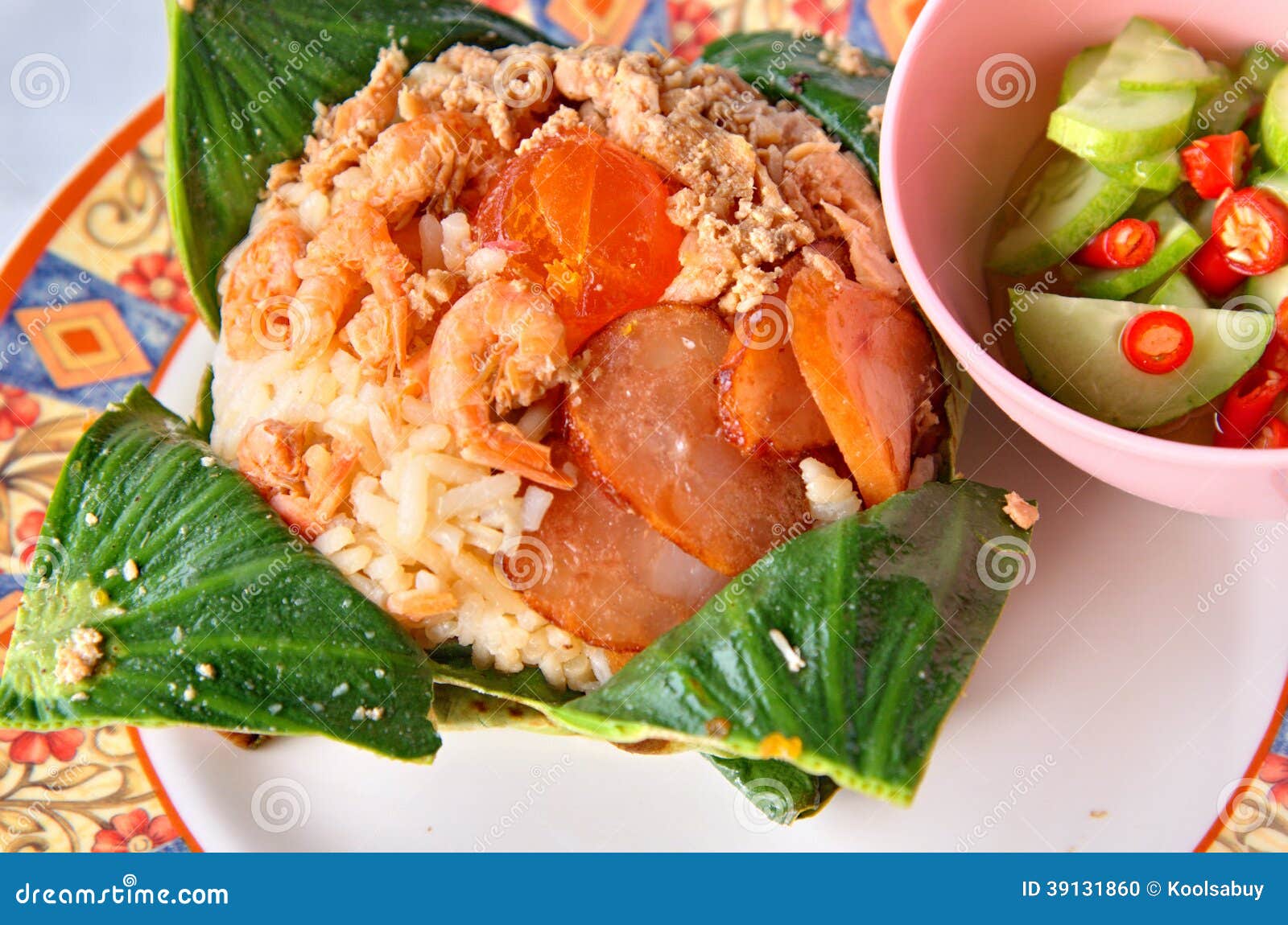 Steamed Rice Wrapped in Lotus Leaf. Stock Photo - Image of herbal ...