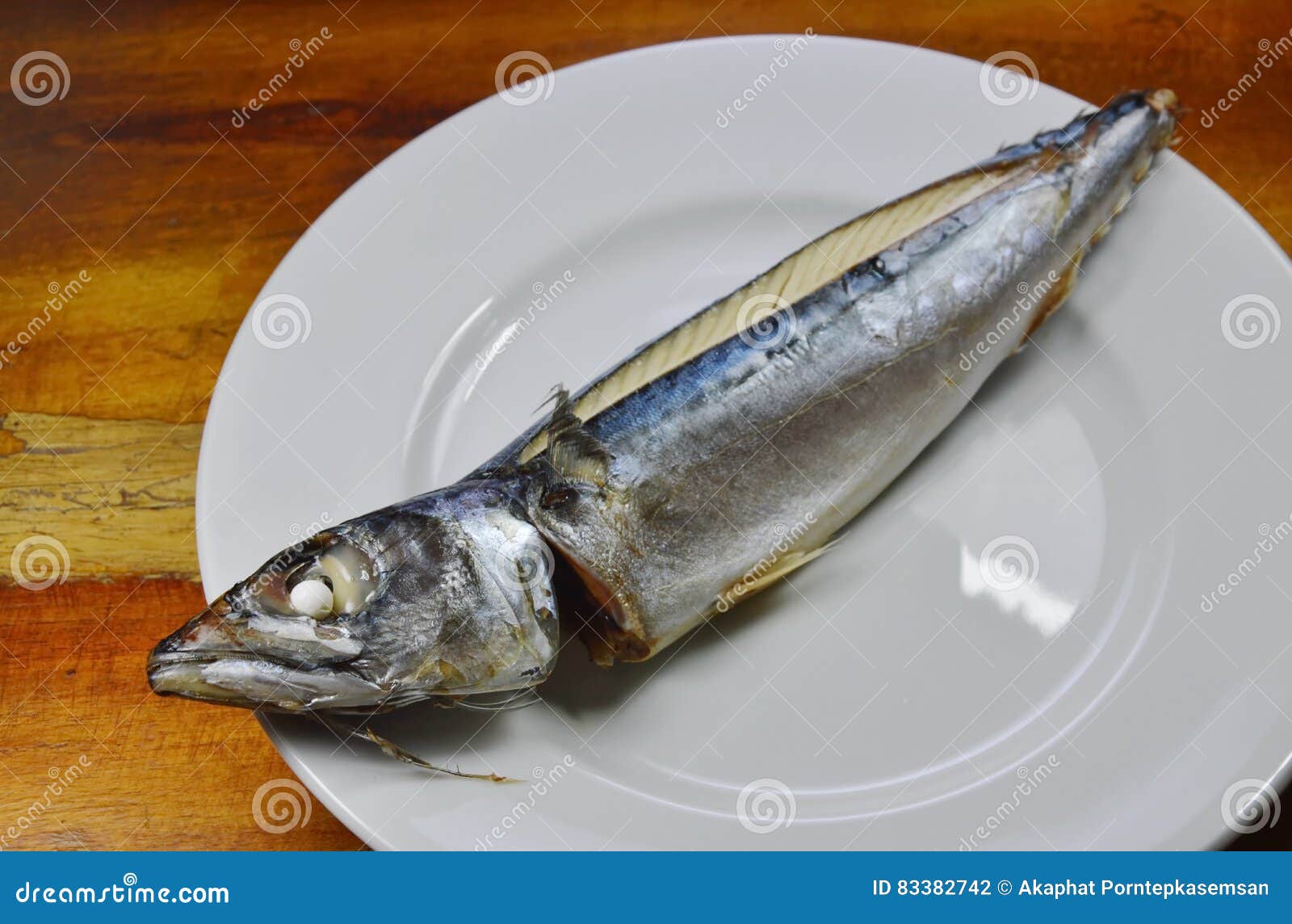 Steamed Saba fish on dish stock photo. Image of saba - 83382742