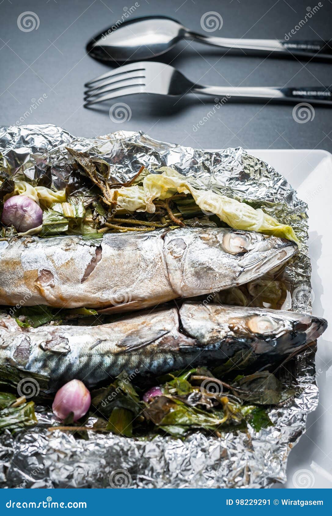 Steamed Saba Fish with Soy Sauce Stock Image - Image of herbs, fish ...