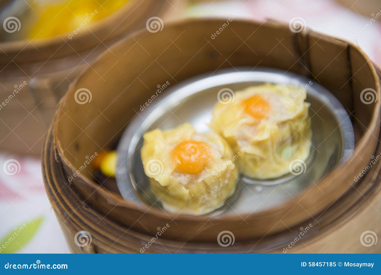 Steamed Shrimp Dumplings in Basket Stock Image - Image of kitchen ...