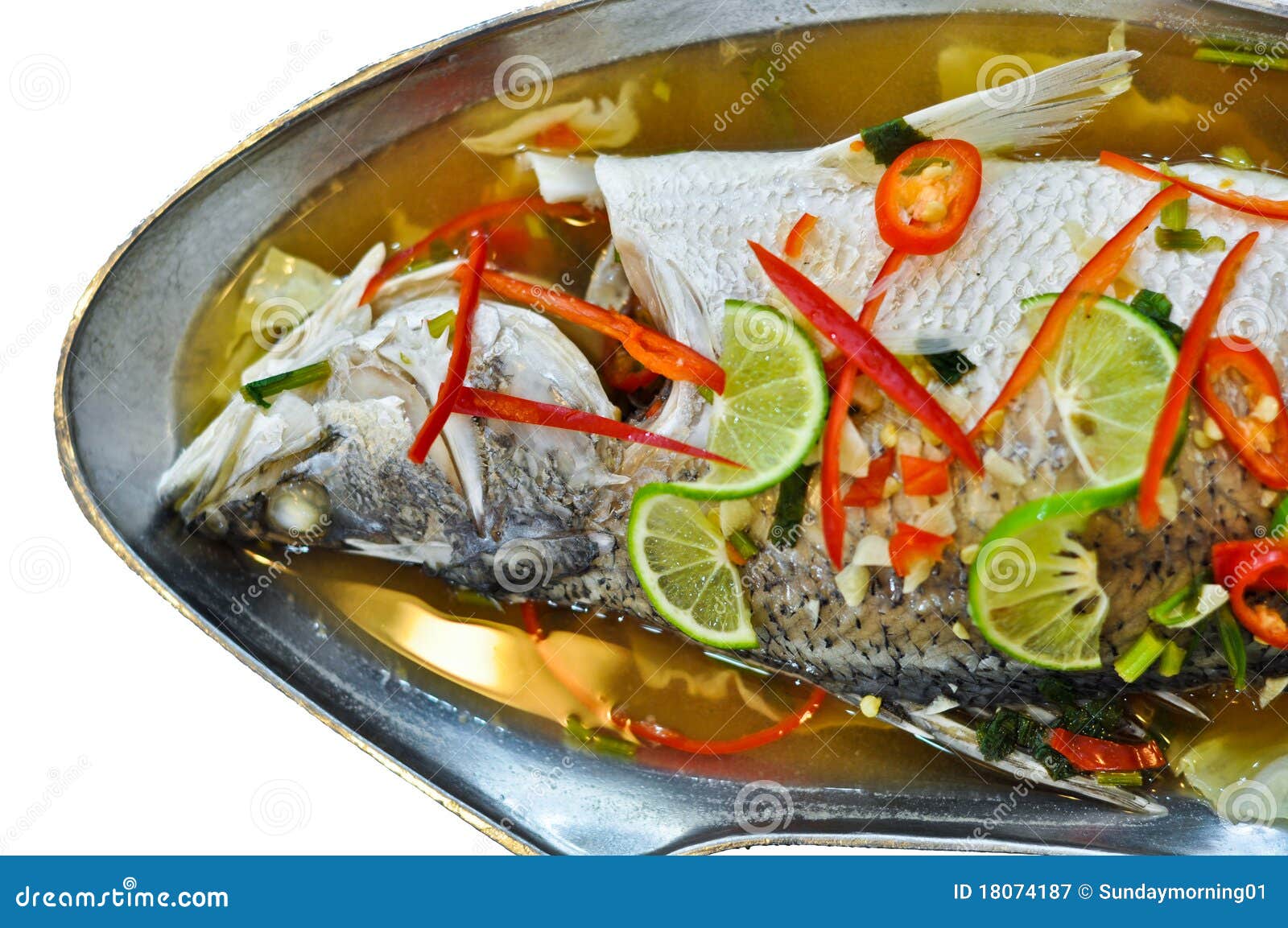 Steamed Snapper Fish with Lemon Stock Image - Image of establishment ...