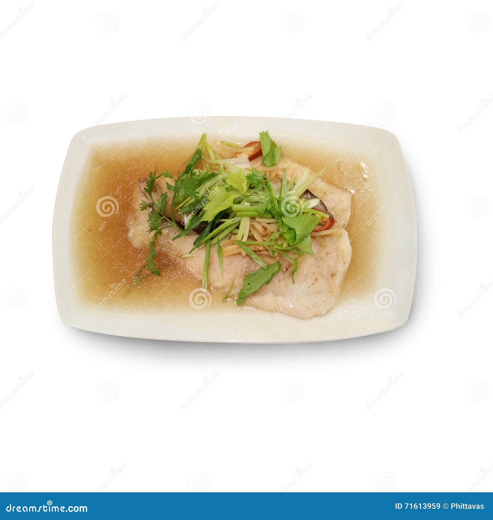Steamed Snow Fish in Soy Sauce Stock Image - Image of source, vegetable ...