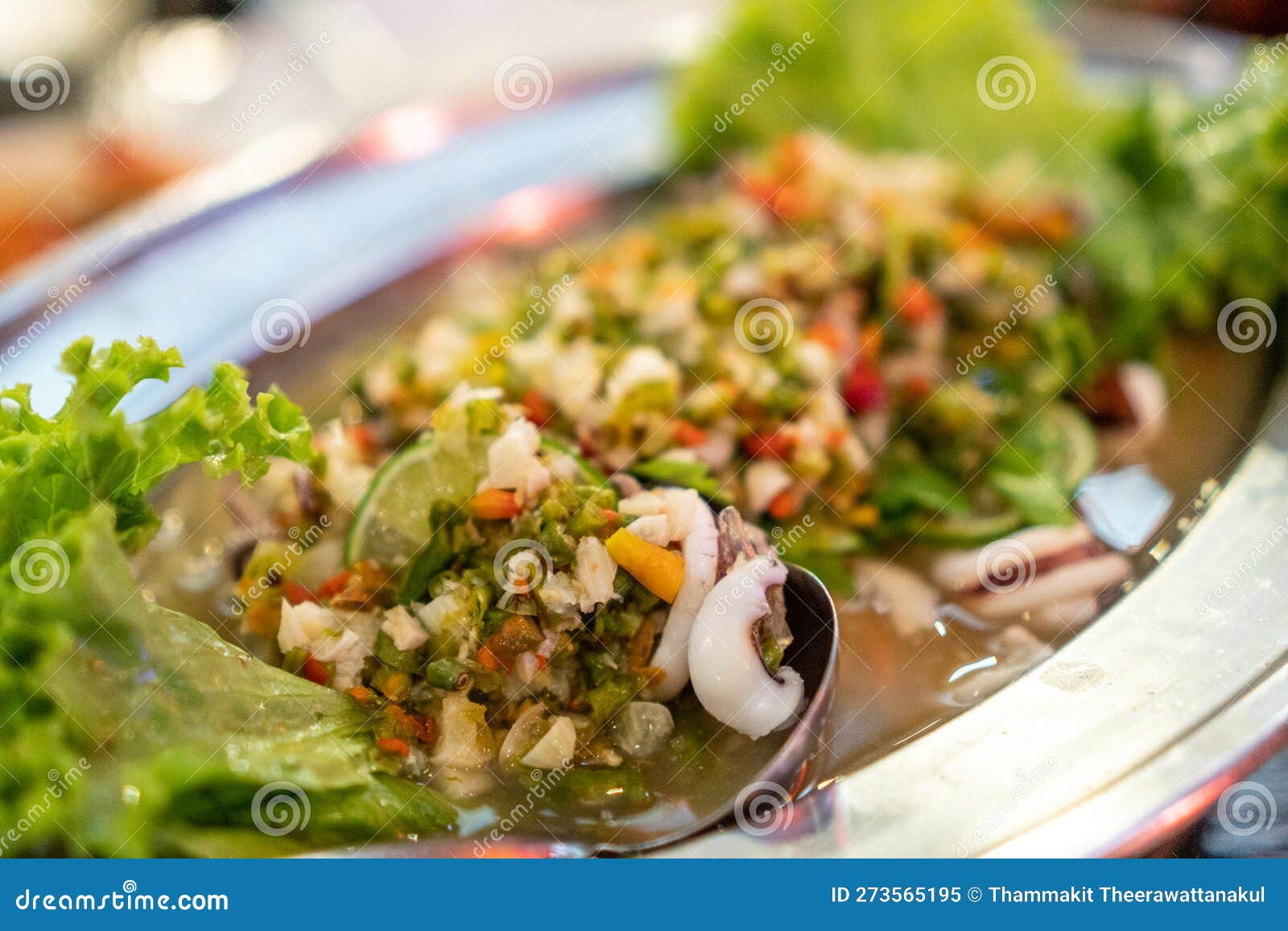 Steamed Squid with Spicy Chili and Lemon Sauce Stock Image - Image of ...