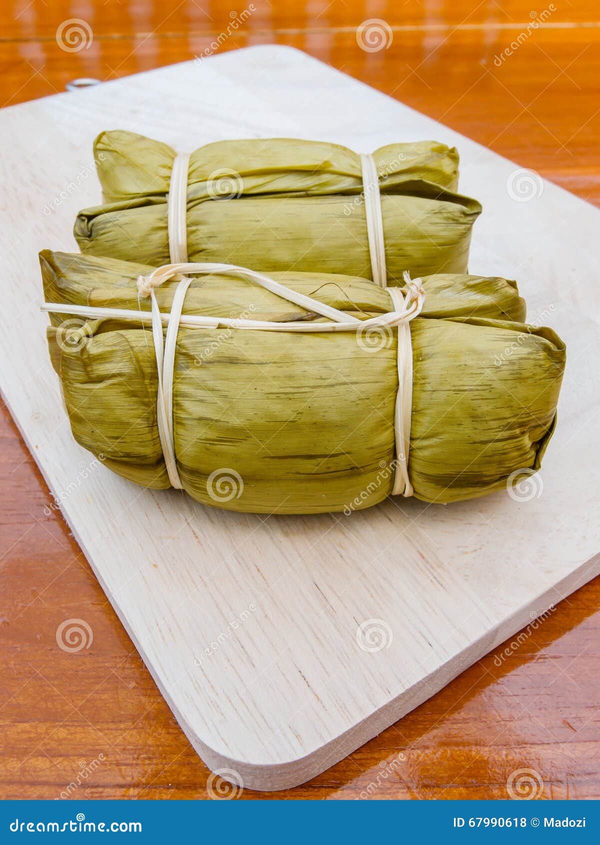 Steamed Sticky Rice with Banana Leaf Stock Photo - Image of cuisine ...