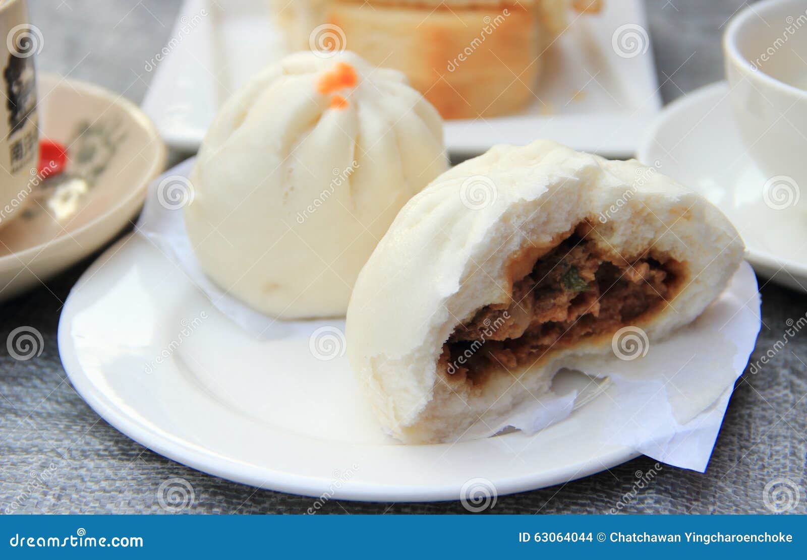 Steamed Stuff Bun. stock photo. Image of carbohydrates - 63064044