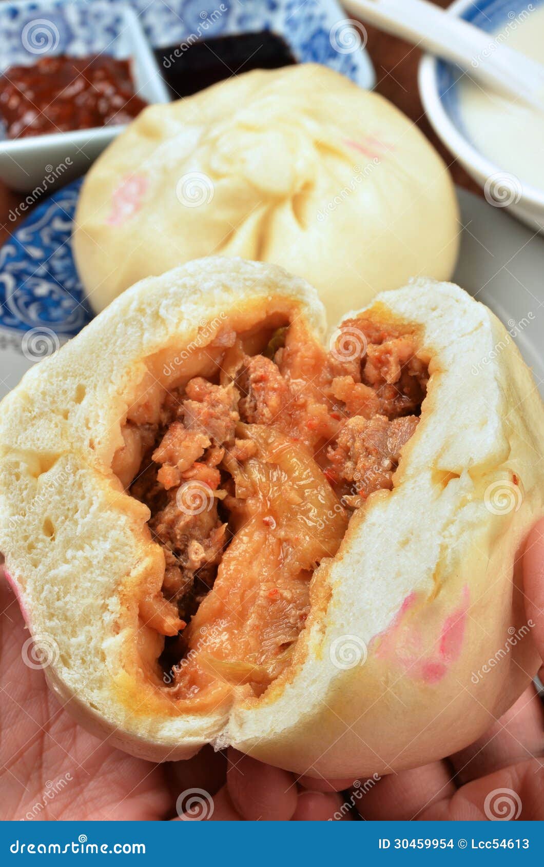 Steamed stuffed bun stock photo. Image of dessert, lunch - 30459954