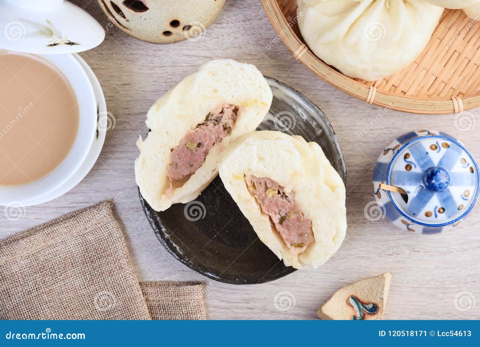 Steamed stuffed bun stock image. Image of asian, snack - 120518171