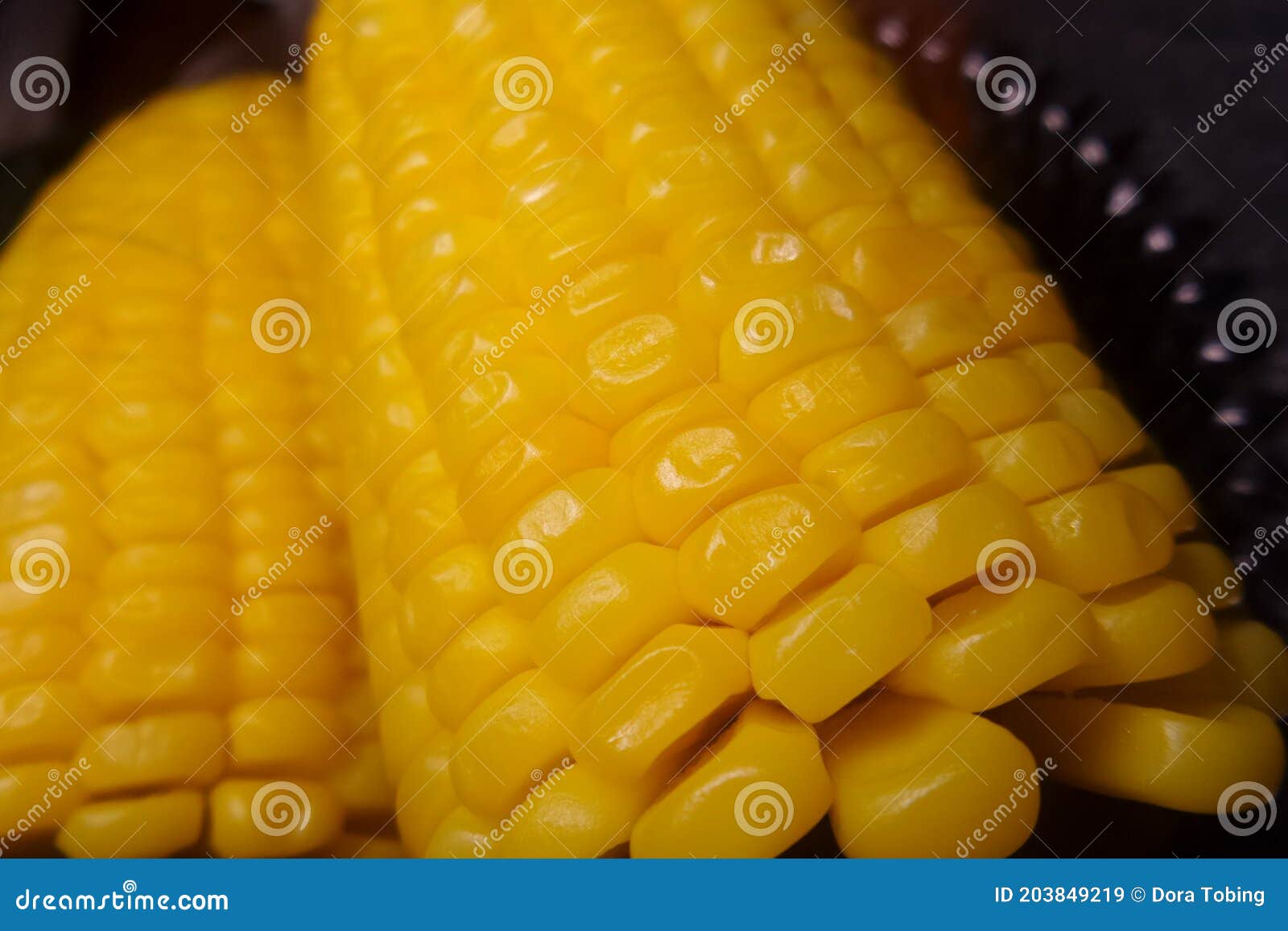 Steamed sweetcorn yellow stock image. Image of macro - 203849219