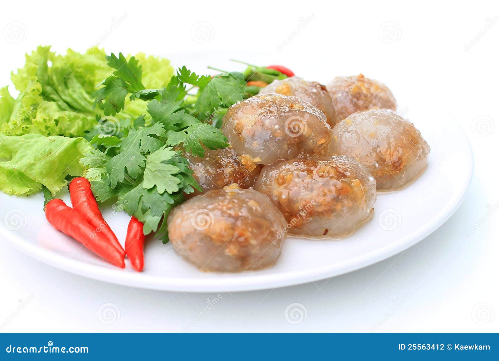 Steamed Tapioca Dumpling with Peanut and Pork Stock Photo - Image of ...