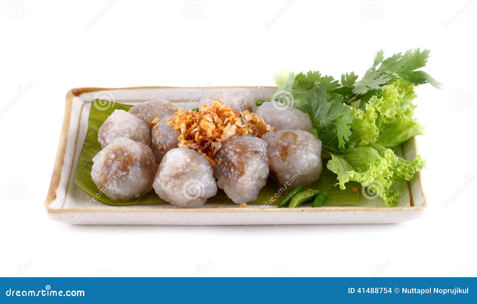 Steamed Tapioca Dumpling with Pork Stock Photo - Image of plate, bake ...