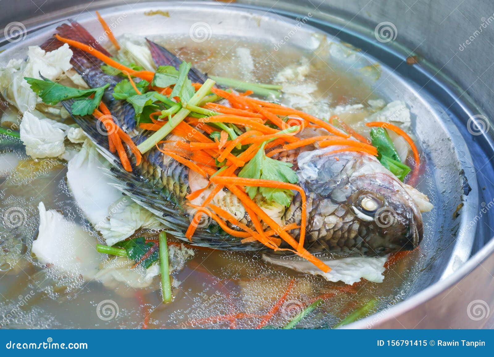 Steamed Tilapia Fish with Lemon Sauce Stock Image - Image of asia ...