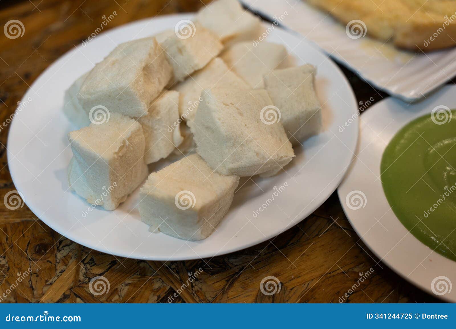 Steamed Toast with Pandanus Custard Stock Image - Image of freshness ...