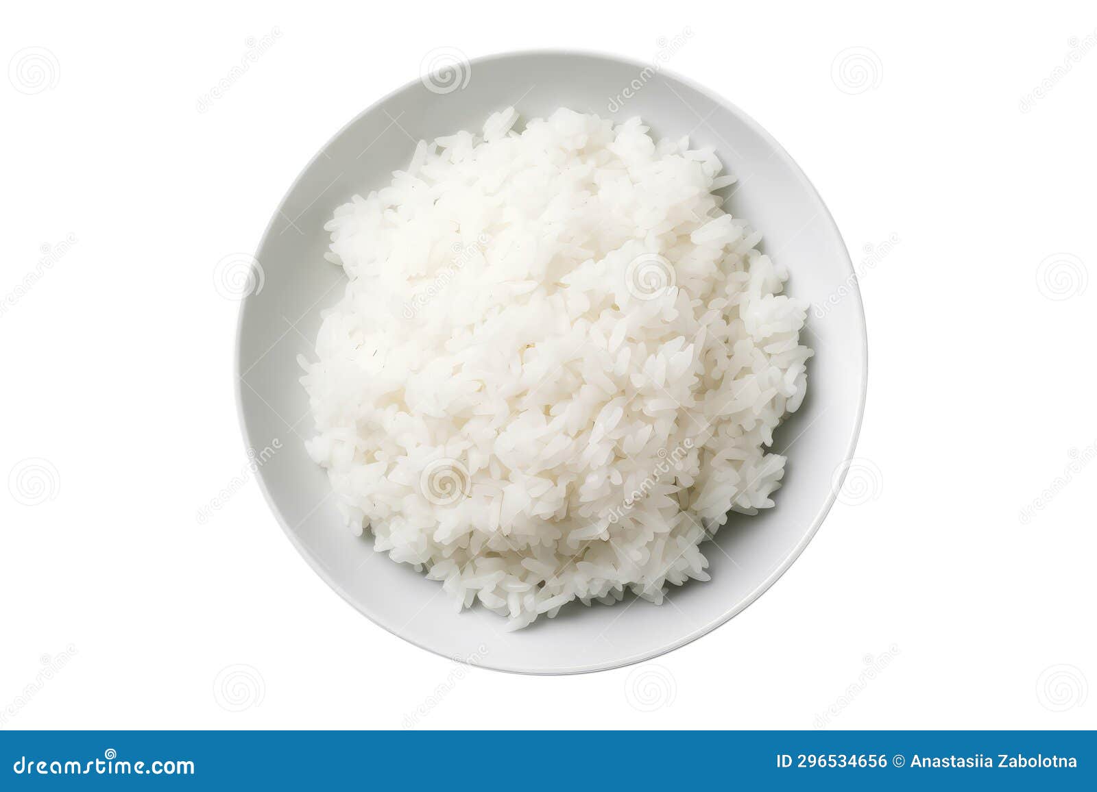 Steamed White Rice on White Plate, on White Background Stock ...