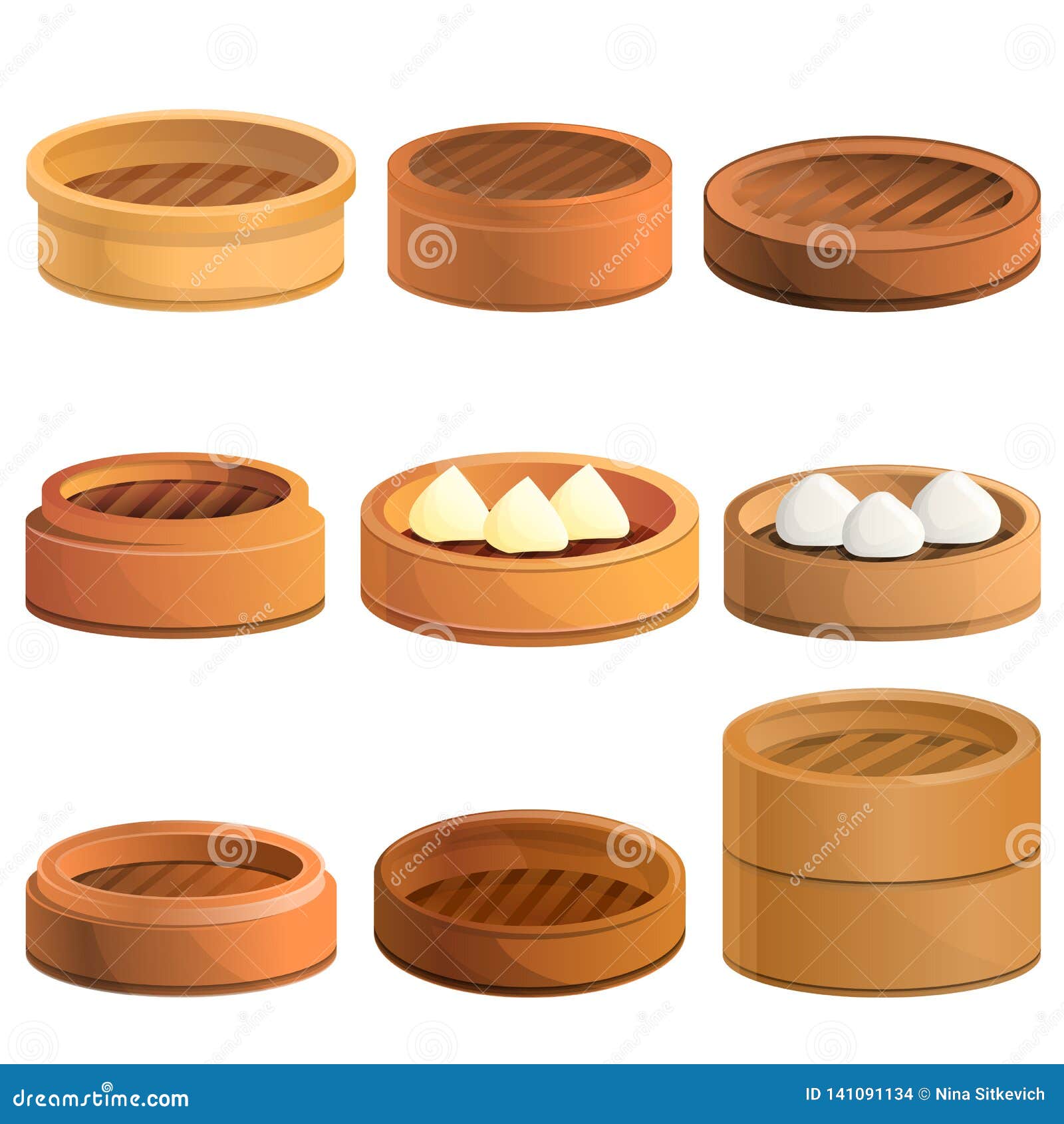 Steamed Bun Dim Sum Cartoon Vector | CartoonDealer.com #67500735