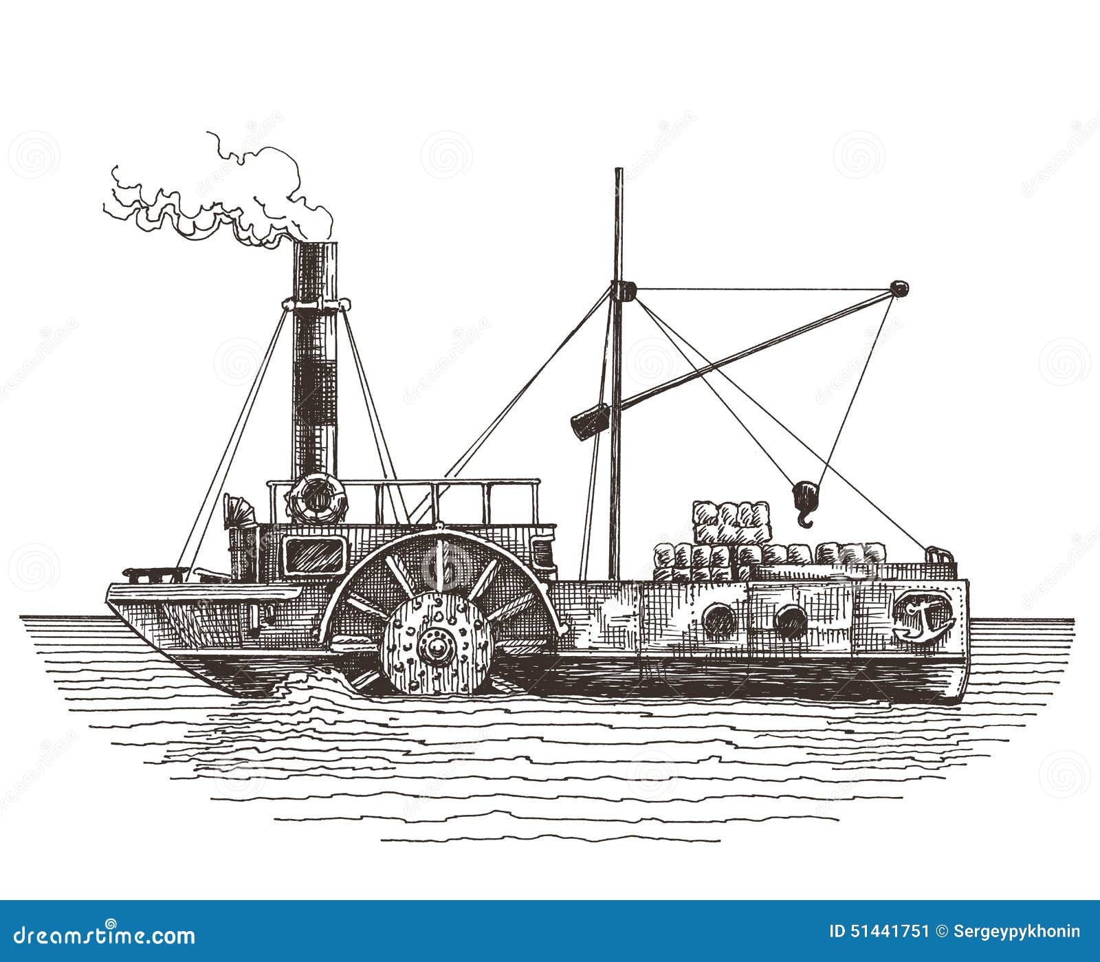 Steamer on a White Background. Sketch Stock Illustration - Illustration ...