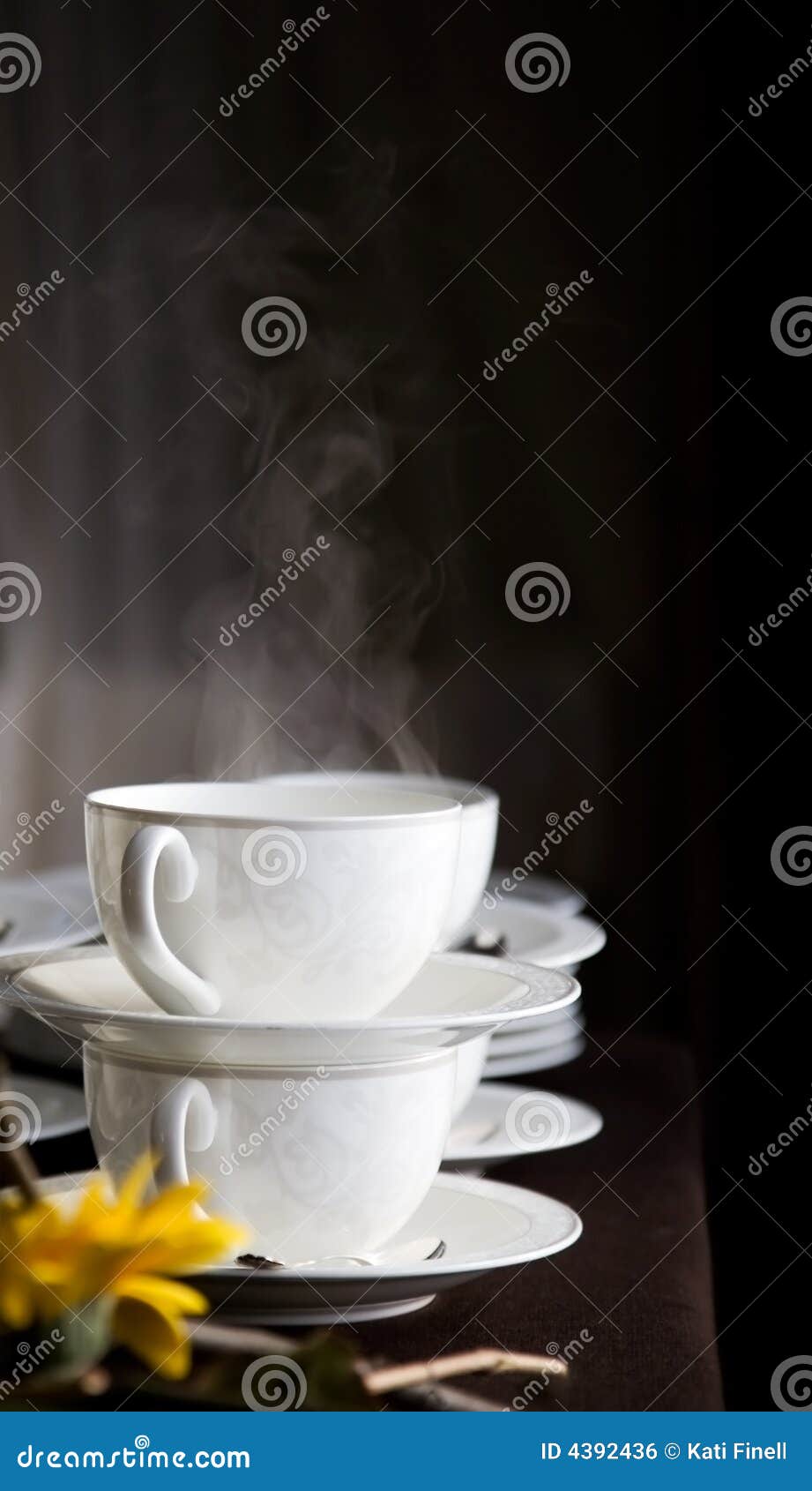 Steaming stock photo. Image of setting, table, cafe, cups - 4392436