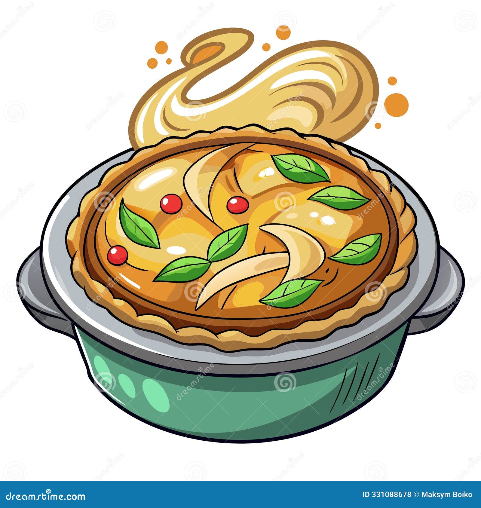 A Steaming Chicken Pot Pie Top View Isolated on White Background Stock ...