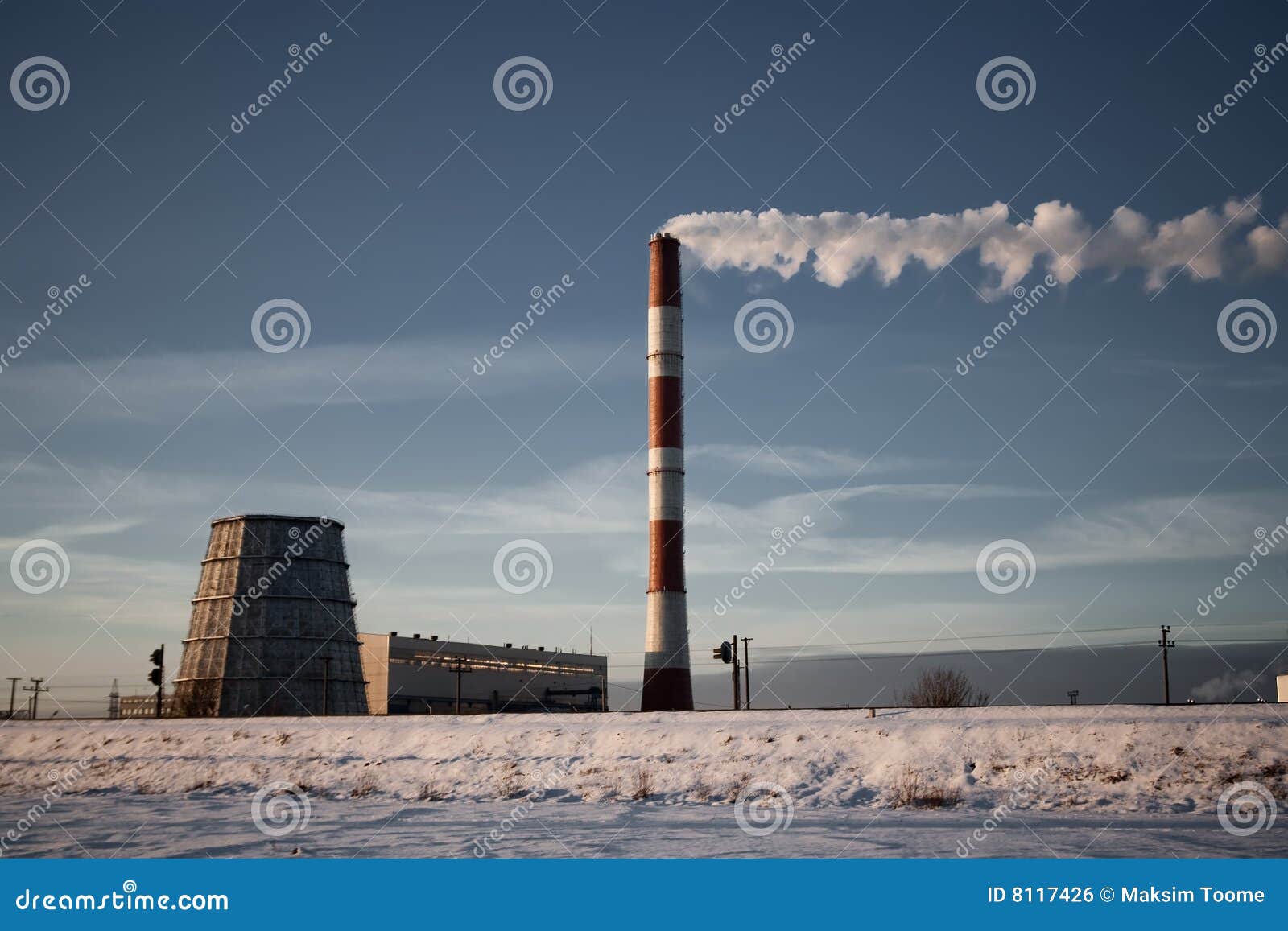Steaming coal powerplant stock photo. Image of construction - 8117426