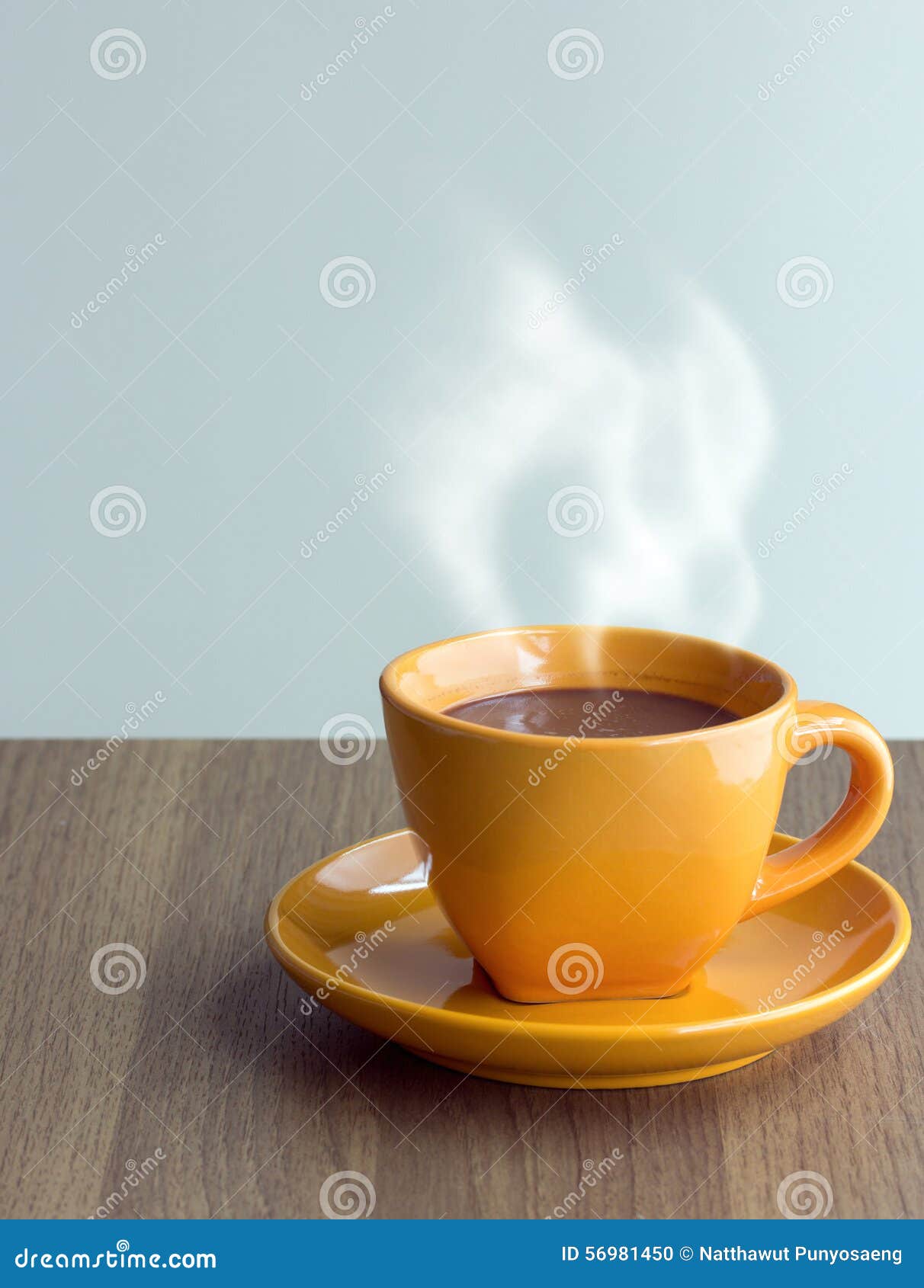Steaming Coffee Cup on Table Stock Photo - Image of healthy, smoke ...